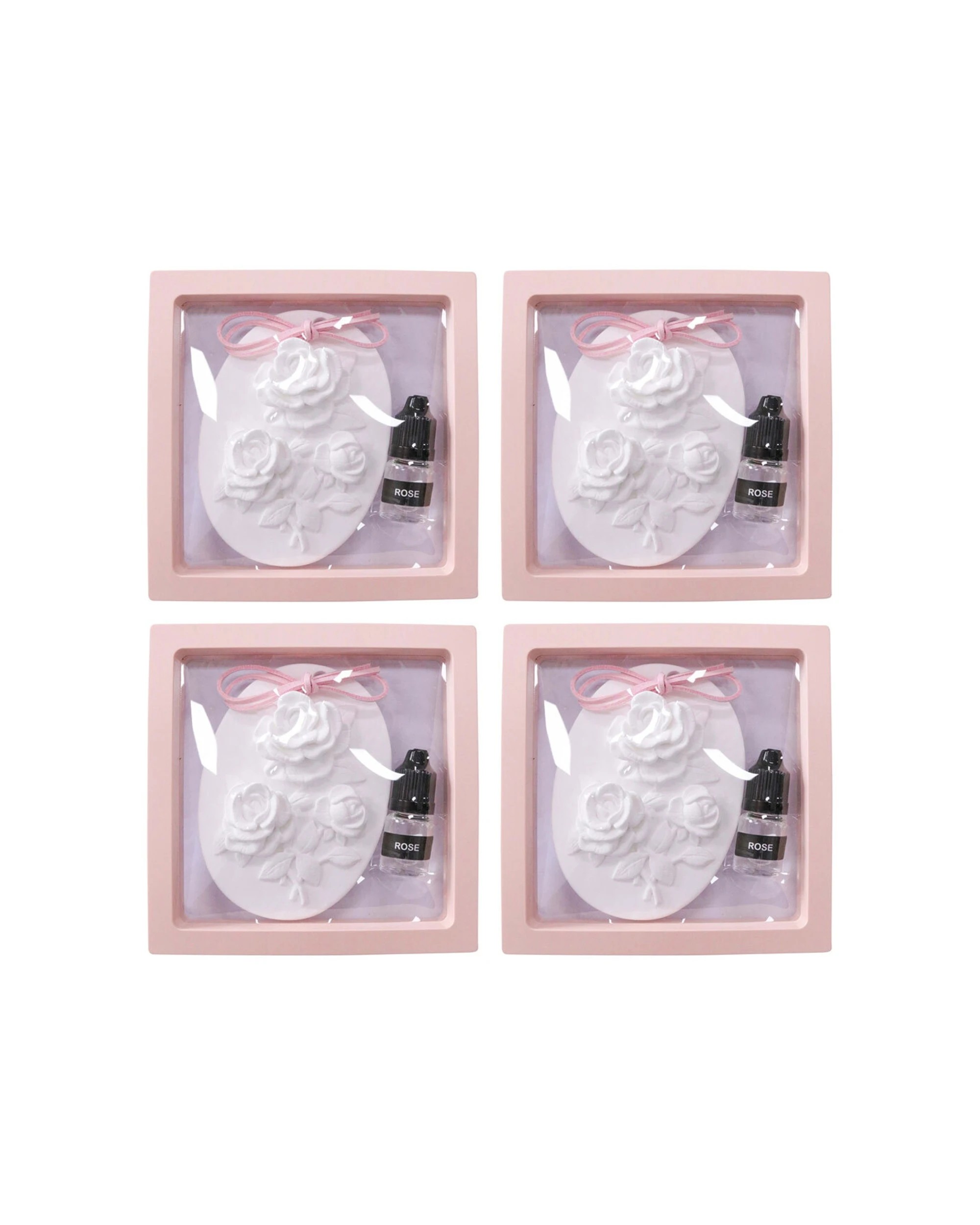 LVD 4 Pack Ceramic Plastic Scented Hanger Rose Oil Wardrobe Freshener ...