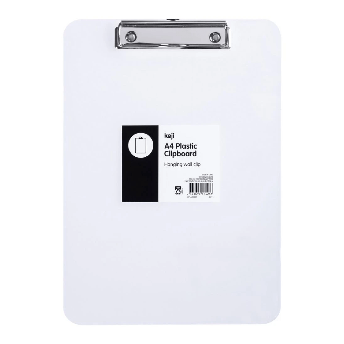 Keji Clipboard A4 Clear Plastic - Kmart
