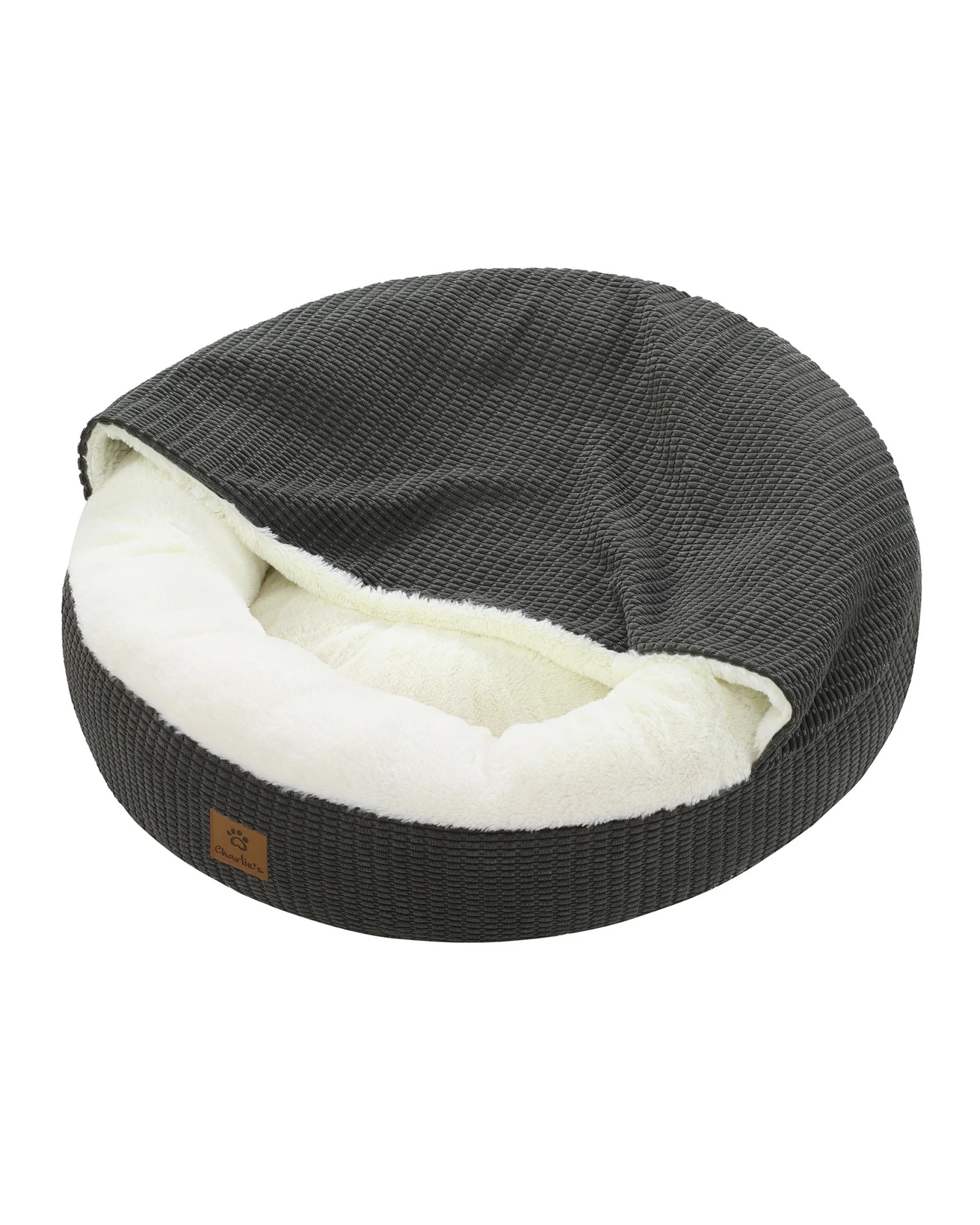 Charlie's Snookie Hooded Calming Dog Bed Large - Charcoal - Kmart