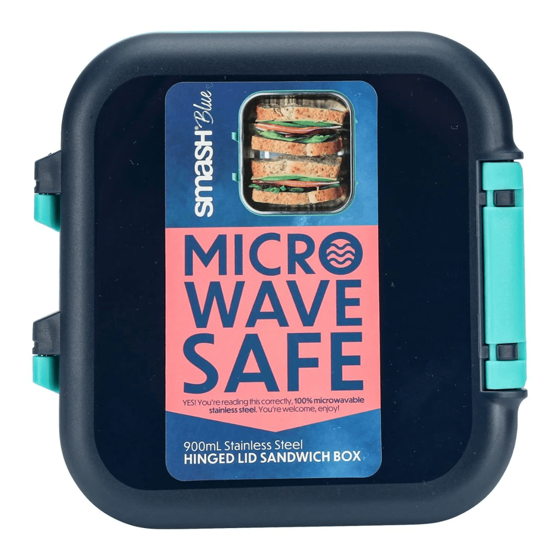 Smash Hinged Sandwich Box Navy - Kmart