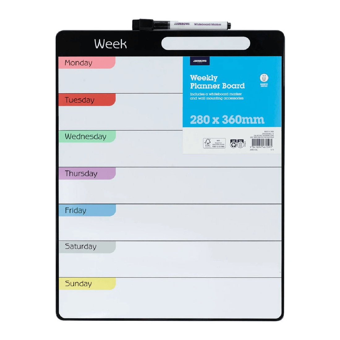 J.Burrows Weekly Planner Board 280 x 360mm - Kmart