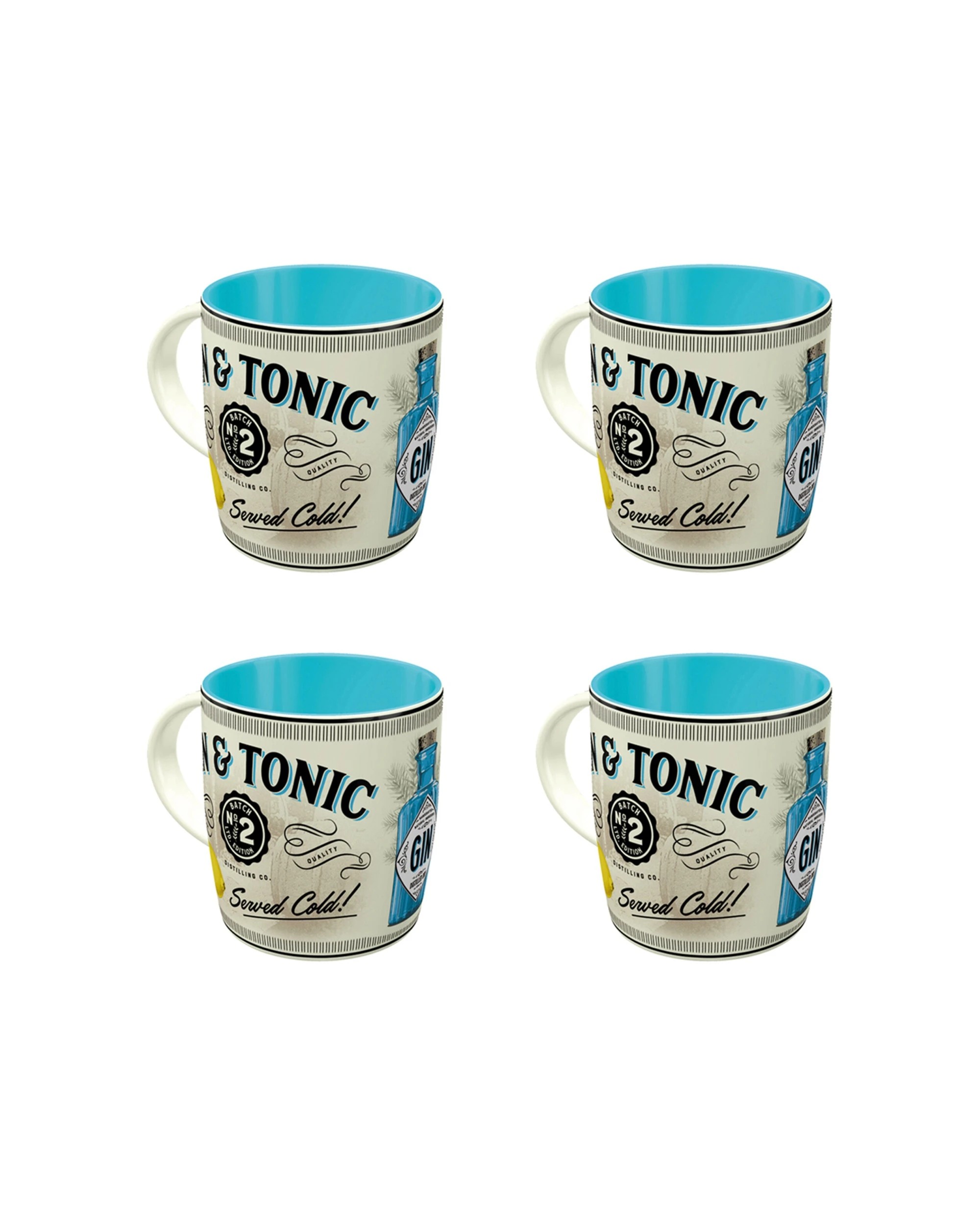 Nostalgic-Art 4PK Ceramic Mug 330ml Retro Design - Gin & Tonic Served ...