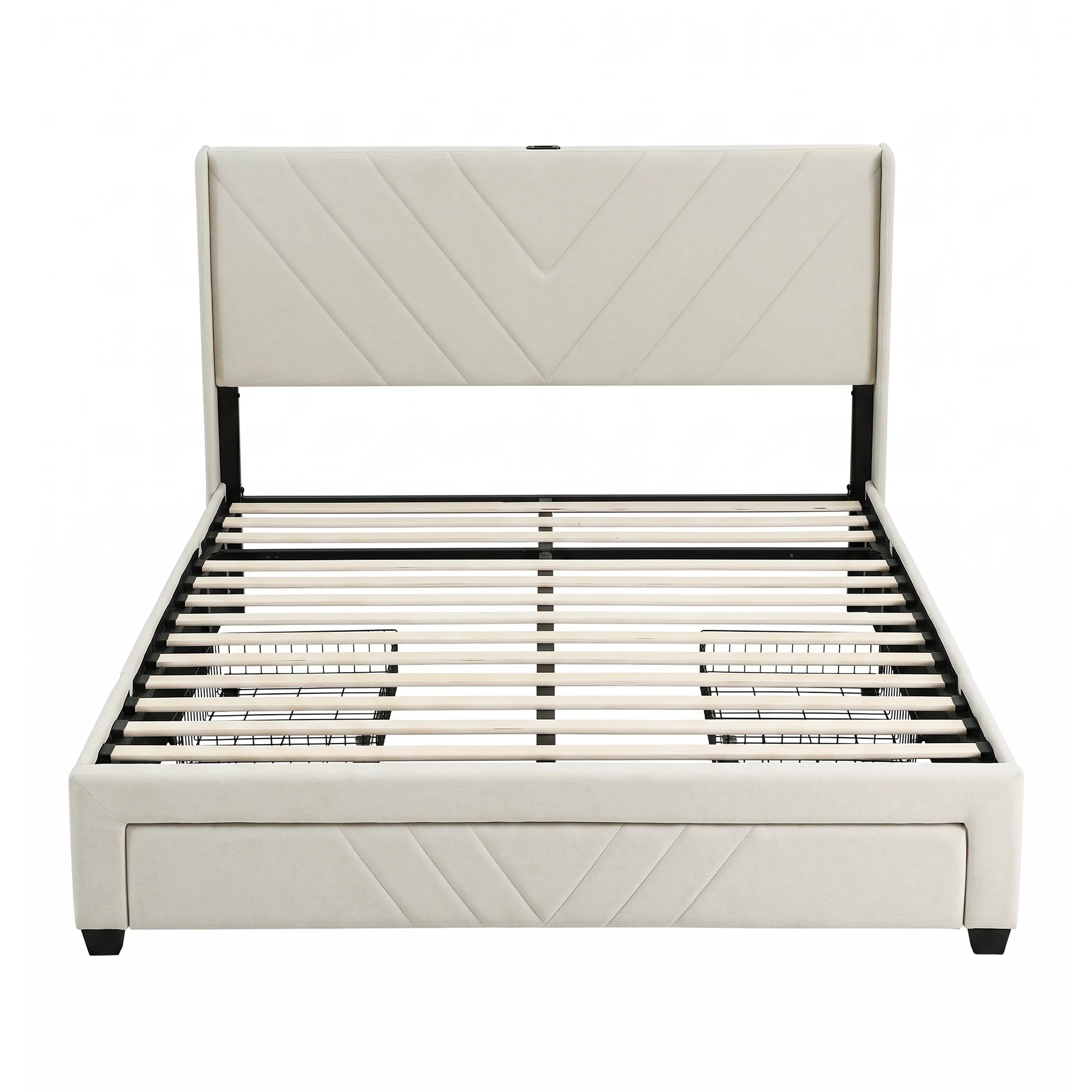 Artiss Queen Bed Frame with Charging Station and Storage Drawers ...
