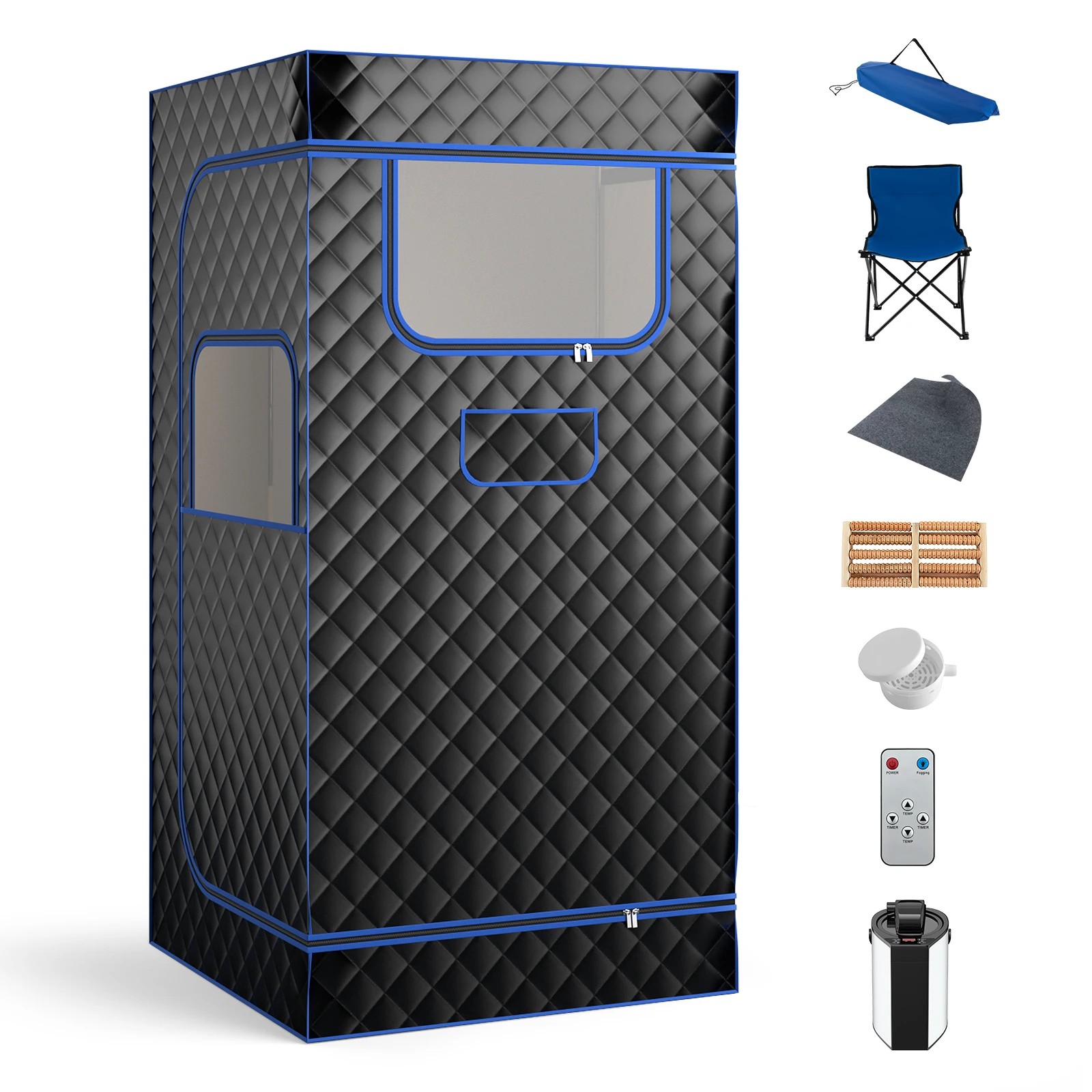 Costway Foldable Pop-Up Steam Sauna Tent Remote Control Sauna Tent w/3L ...