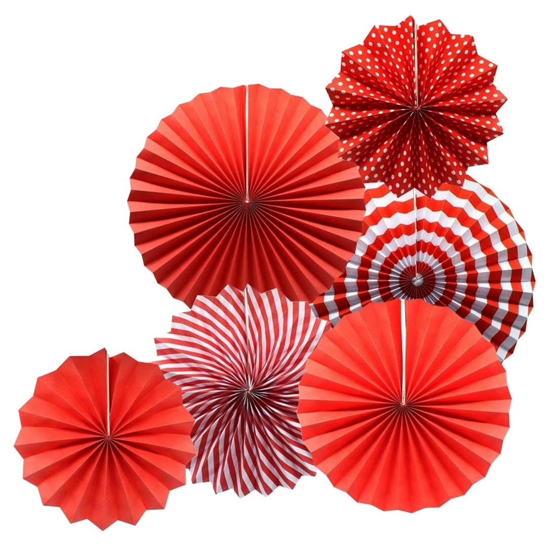 JD Party Red Paper Fan Decorations (Pack of 6) - Kmart