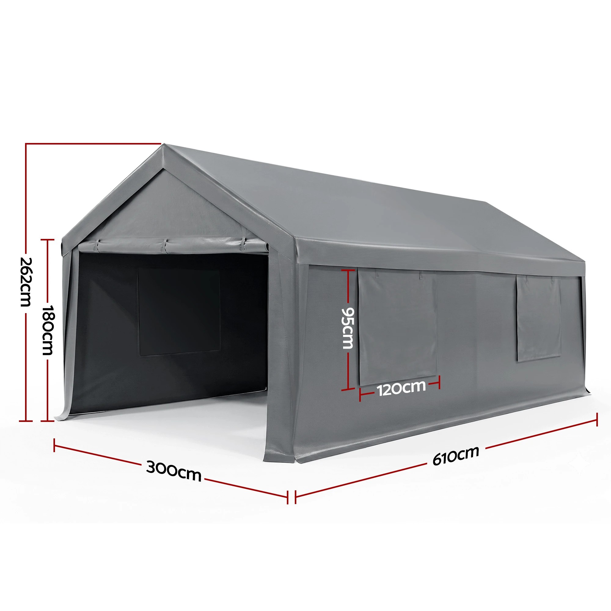Instahut 3x6m Carports Canopy Tent Portable Garage Outdoor Steel ...