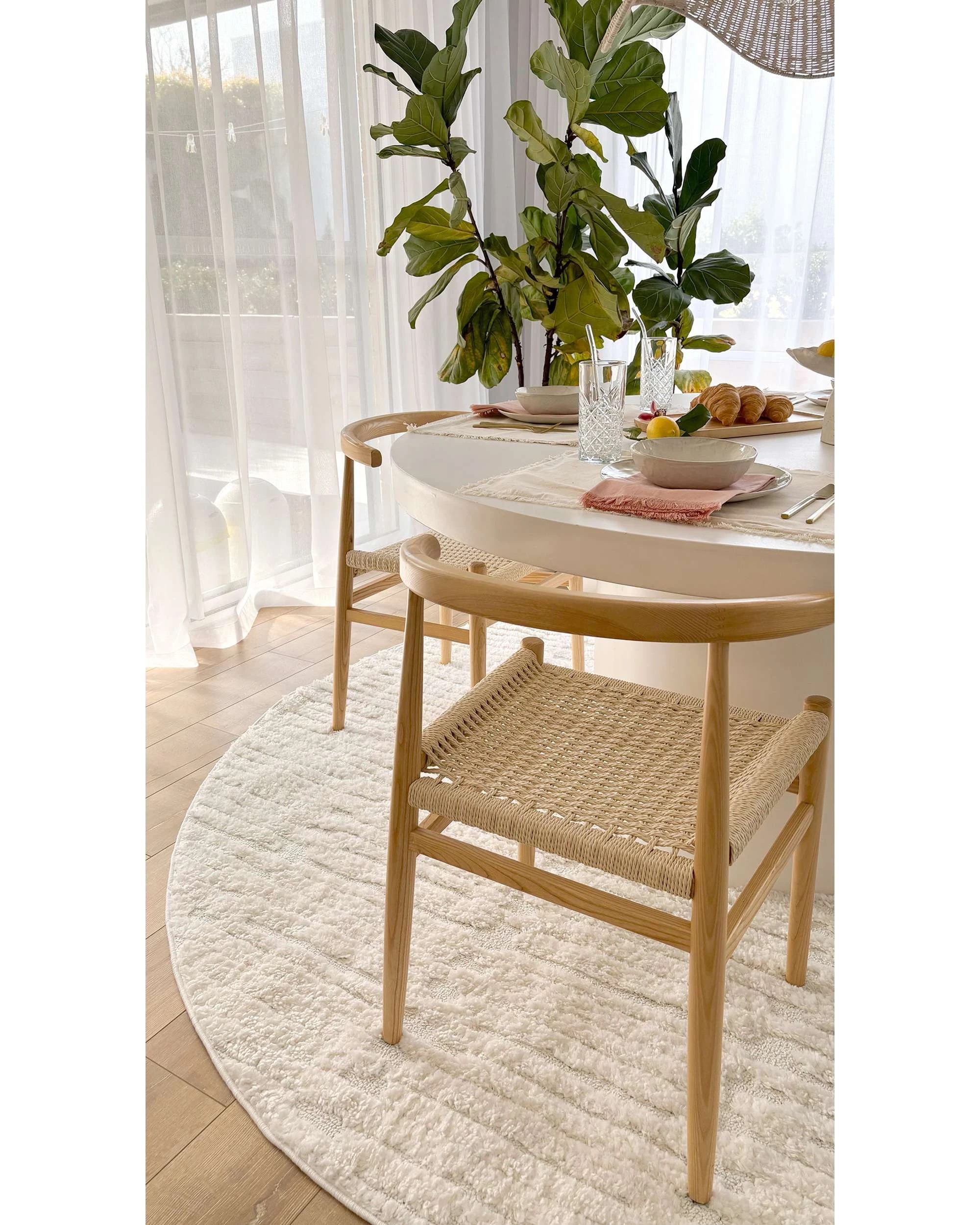 Loopsie Ribera Textured Round Rug-120cm x 120cm - White - Kmart
