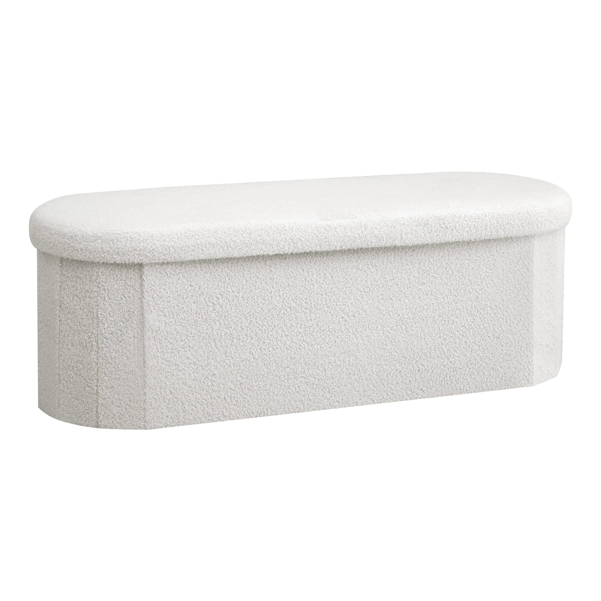 Artiss Storage Ottoman Foot Stool Rest Boucle Fabric Foldable - White ...