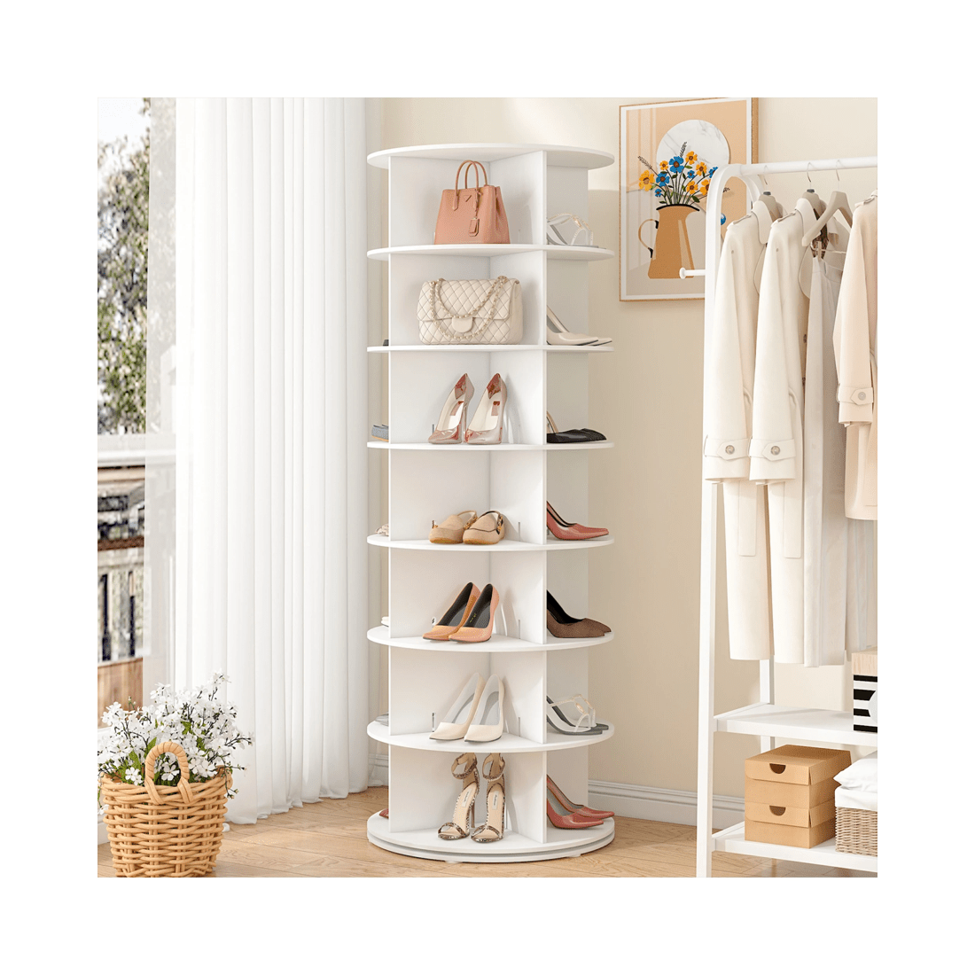 Advwin 7 Tier Rotating Shoe Rack Tower 360° Revolving Shoe Display Rack ...