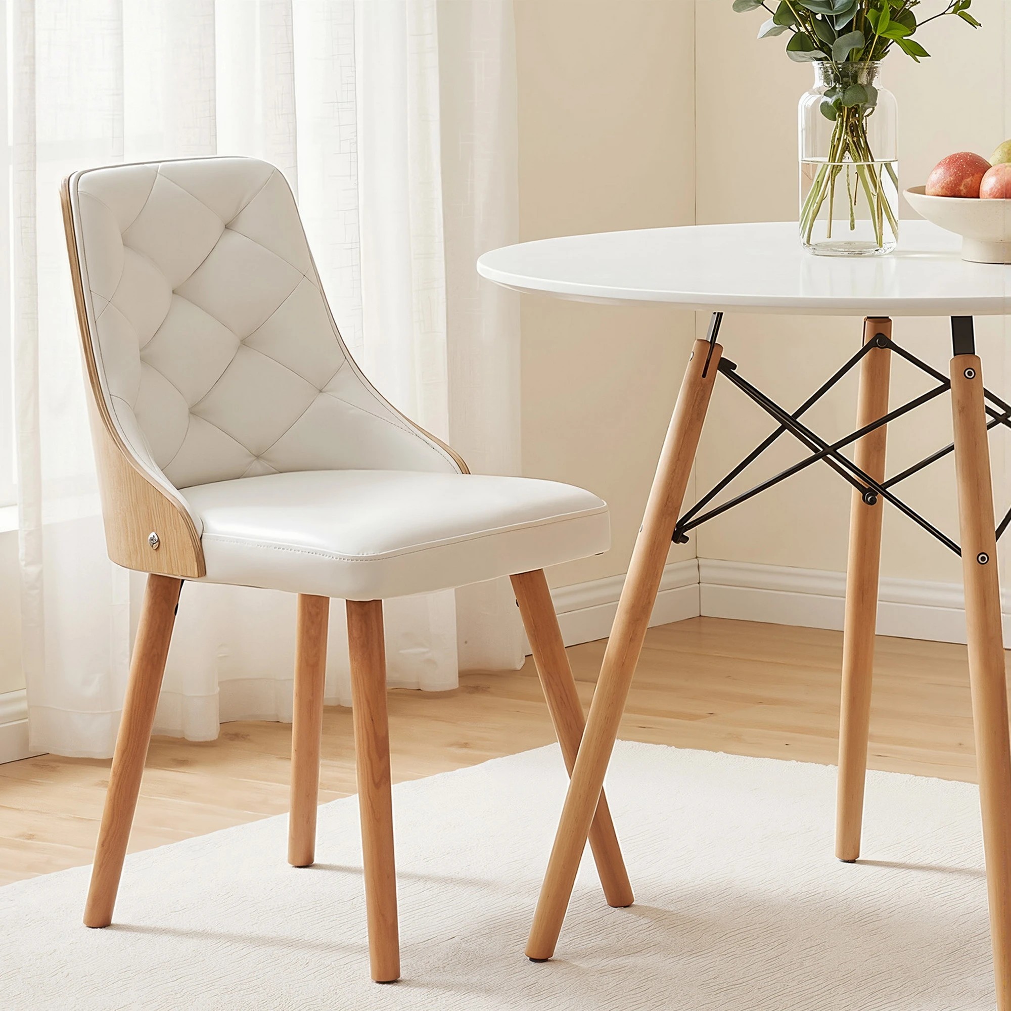 Artiss Dining Table and Chairs Set 5PCS 4 Seater Dining Set - White - Kmart