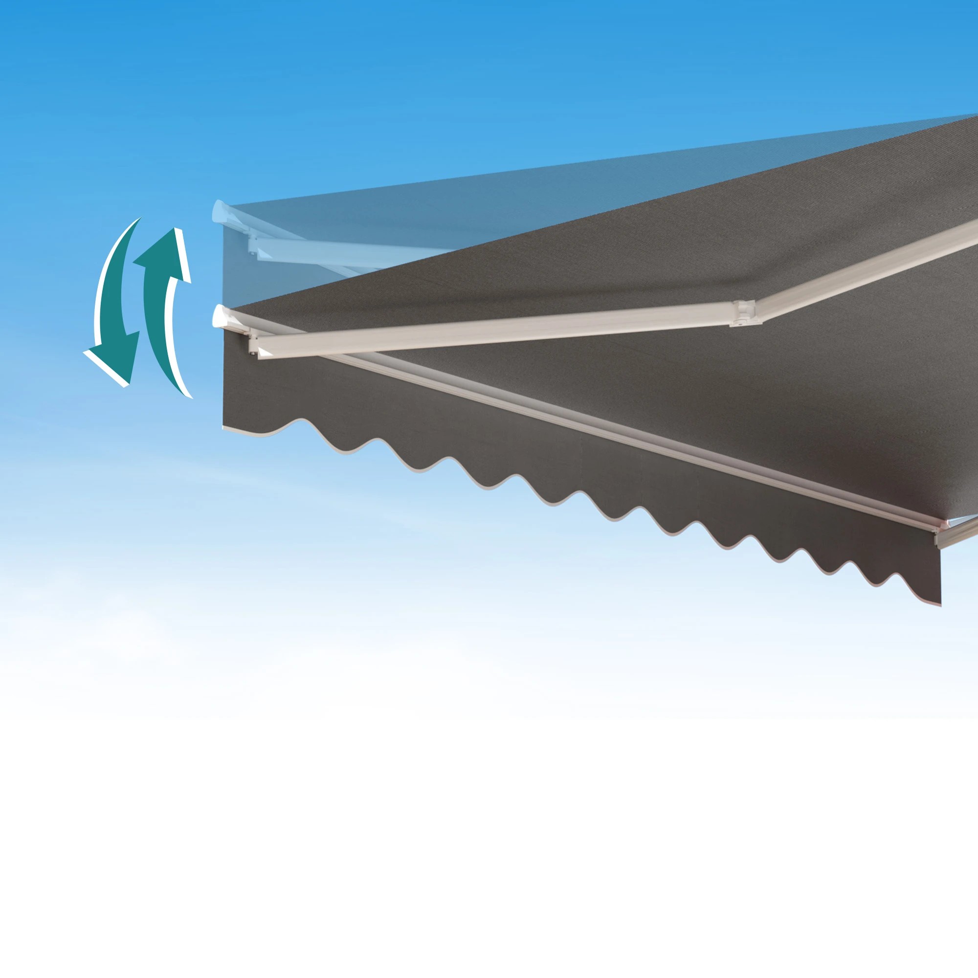 Instahut Retractable Folding Arm Awning Manual Sunshade 3.5Mx3M - Grey ...