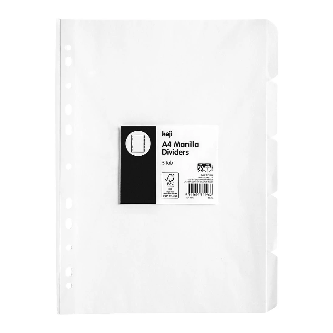 Keji A4 5 Tab Manilla Dividers White - Kmart