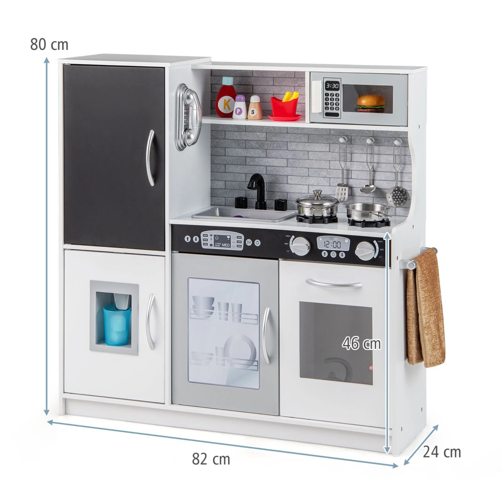 Costway Kitchen Playset Kids Pretend Cooking Toy White - Kmart