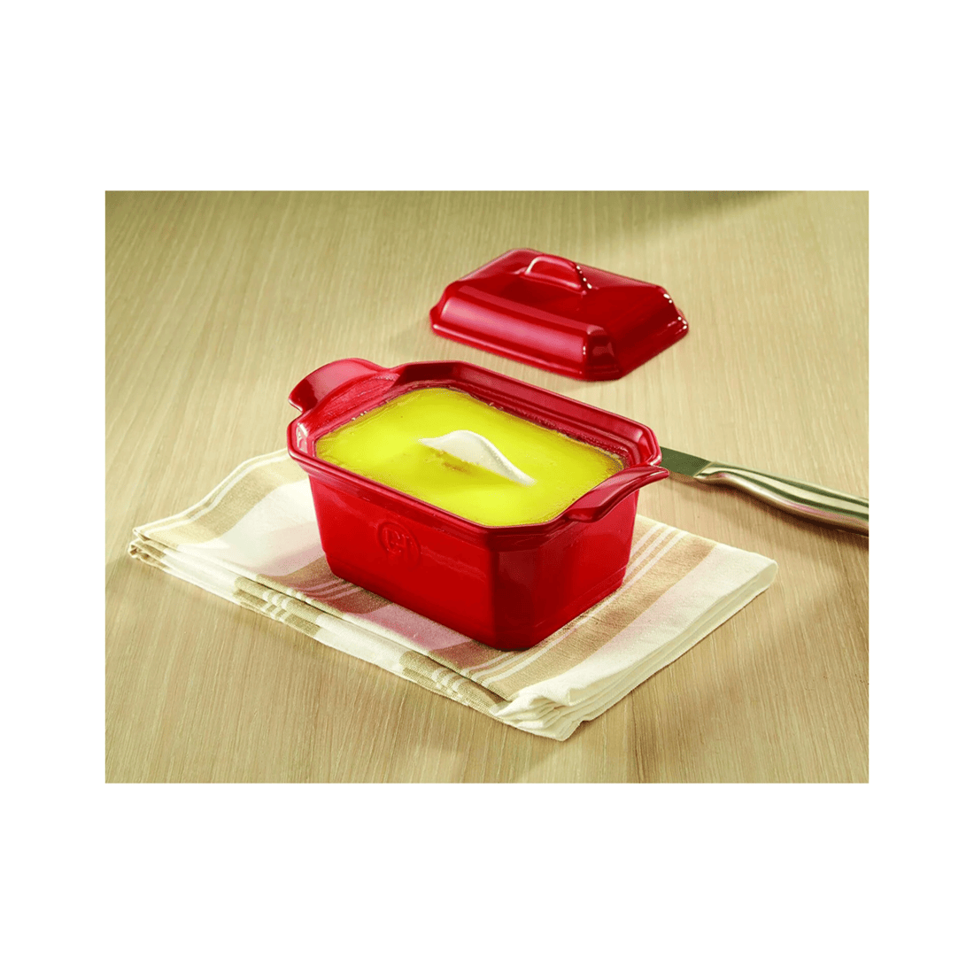 Emile Henry 19cm Ceramic Terrine & Press Flour Dish W/ Lid Oven Bake ...