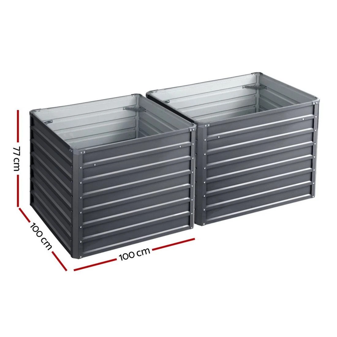 Green Fingers 2x Garden Bed 100x100x77cm Planter Box Raised Container ...