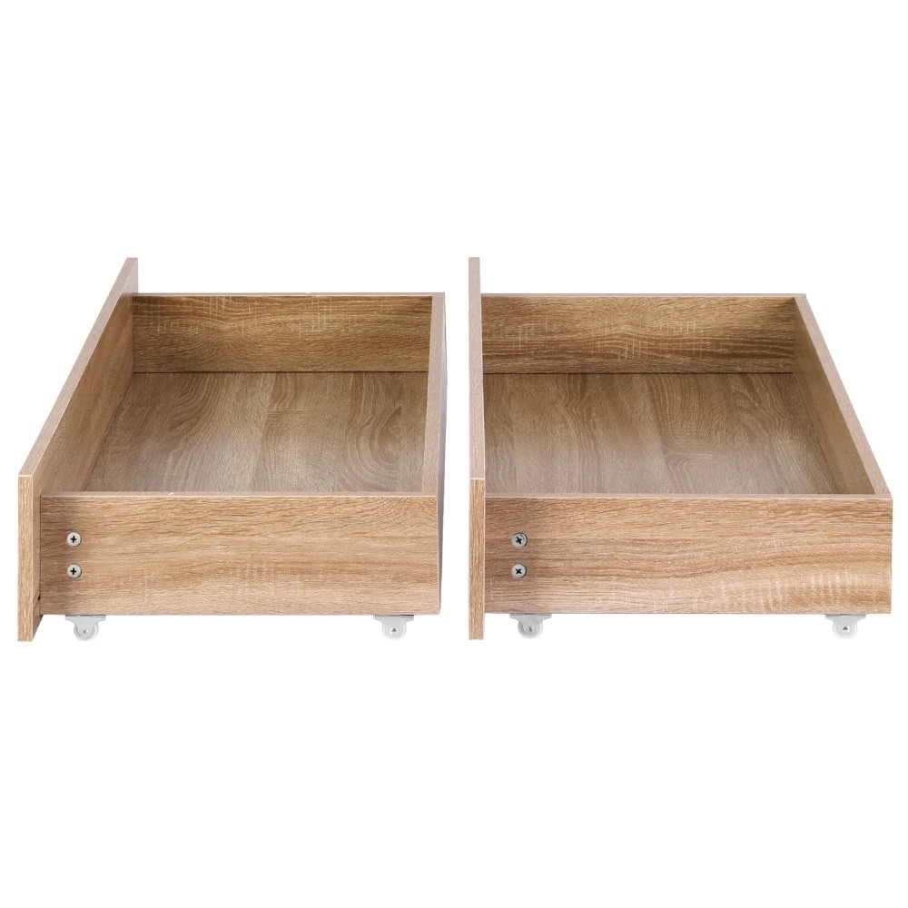 Artiss 2pcs Under Bed Storage with Wheels Rolling Wooden Drawers King ...