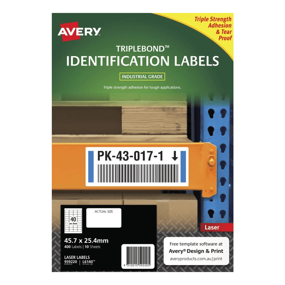 Avery 40UP TripleBond Heavy Duty Laser Labels White 10 Sheets - Kmart