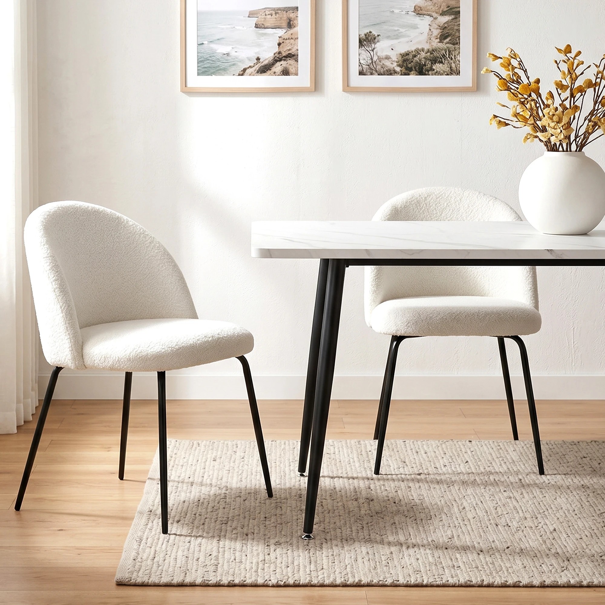 Artiss Dining Table and 4 Chairs Set White Marble Style - Multi - Kmart