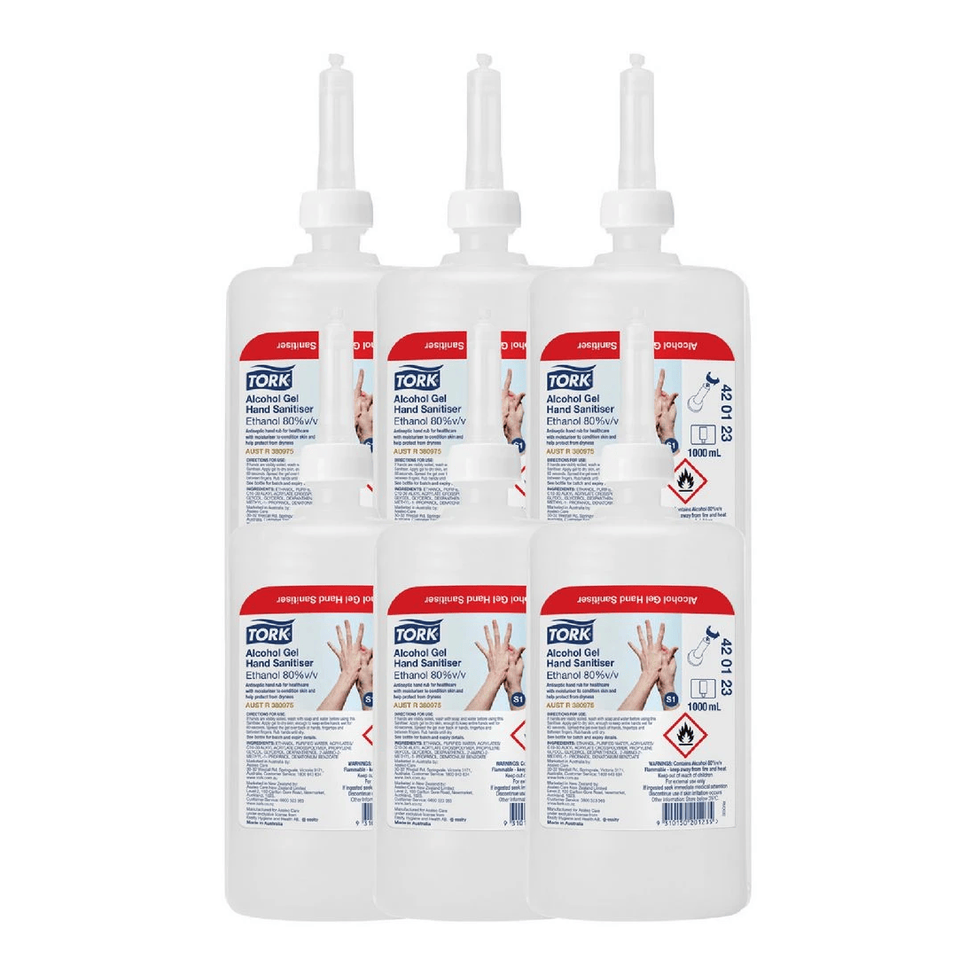 Tork Alcohol Gel Hand Sanitiser S1 Cartridge Refill 1L 6 Pack - Kmart