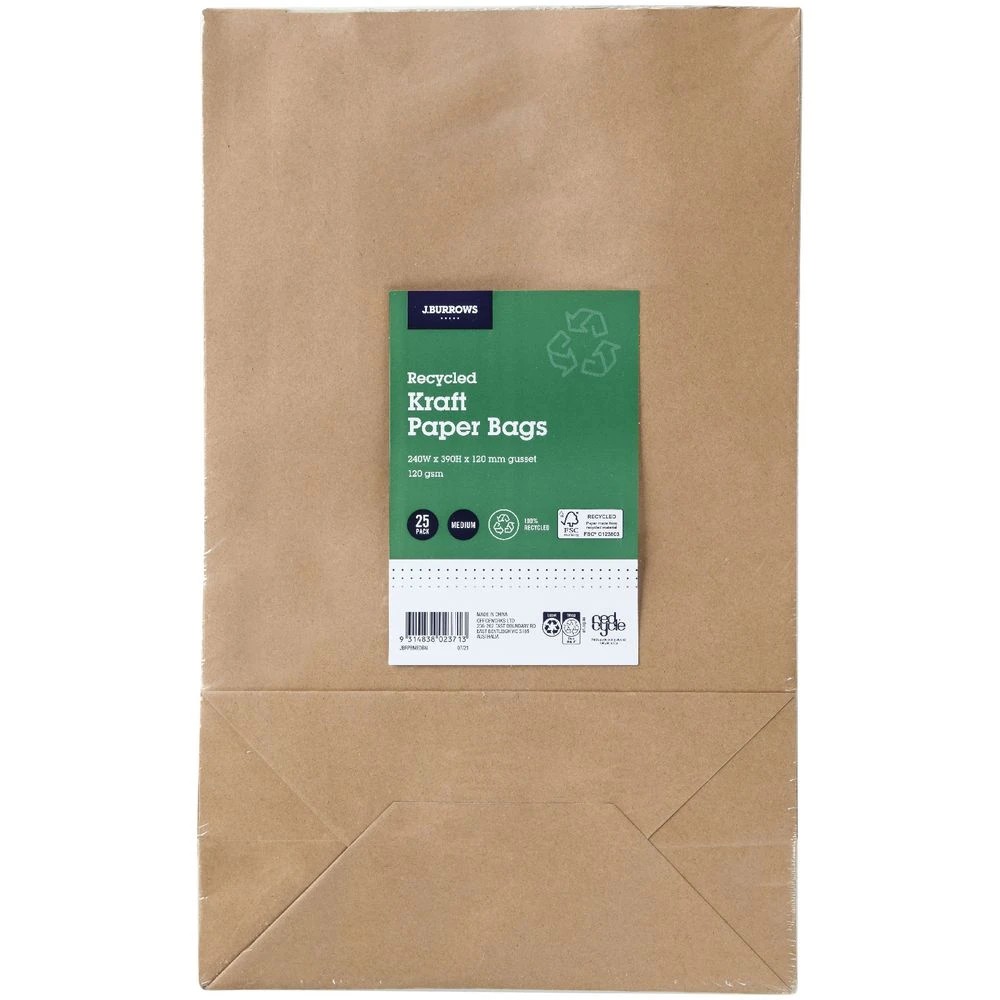 J.Burrows Paper Bag Medium Brown 25 Pack - Kmart