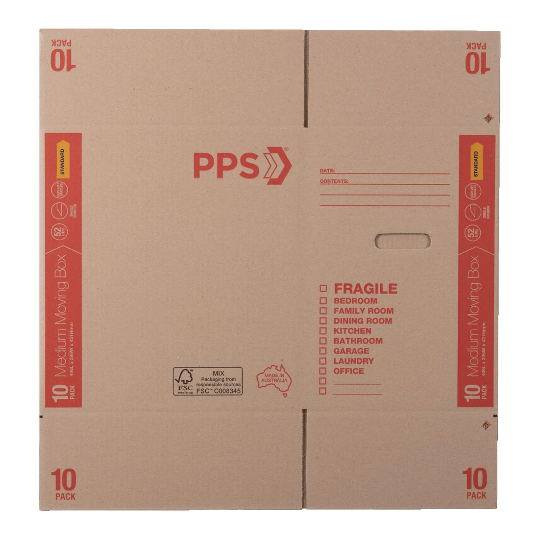 PPS Moving Boxes Handles Medium 406 x 298 x 431mm 10 Pack - Kmart