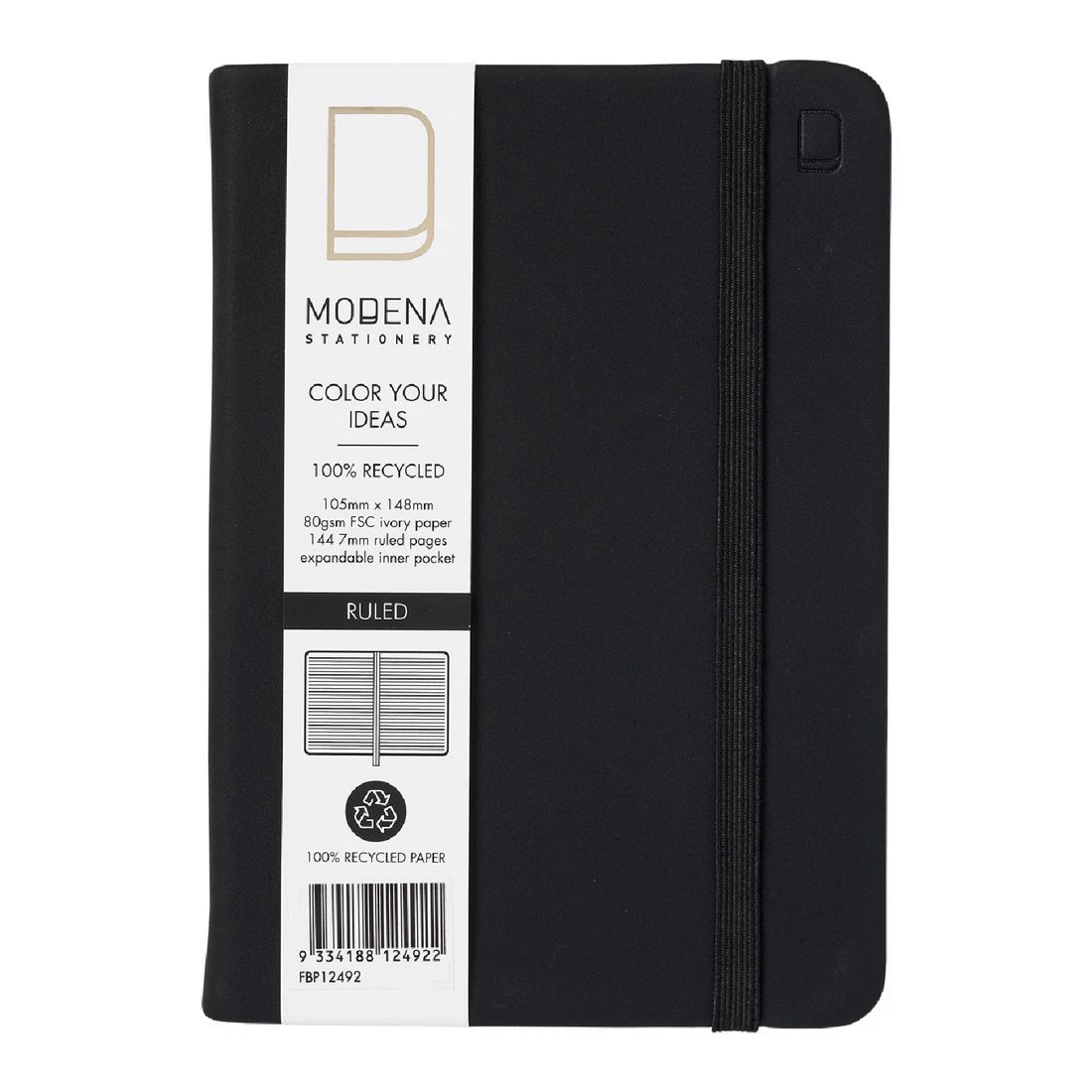Modena A6 PU Ruled Notebook Black - Kmart