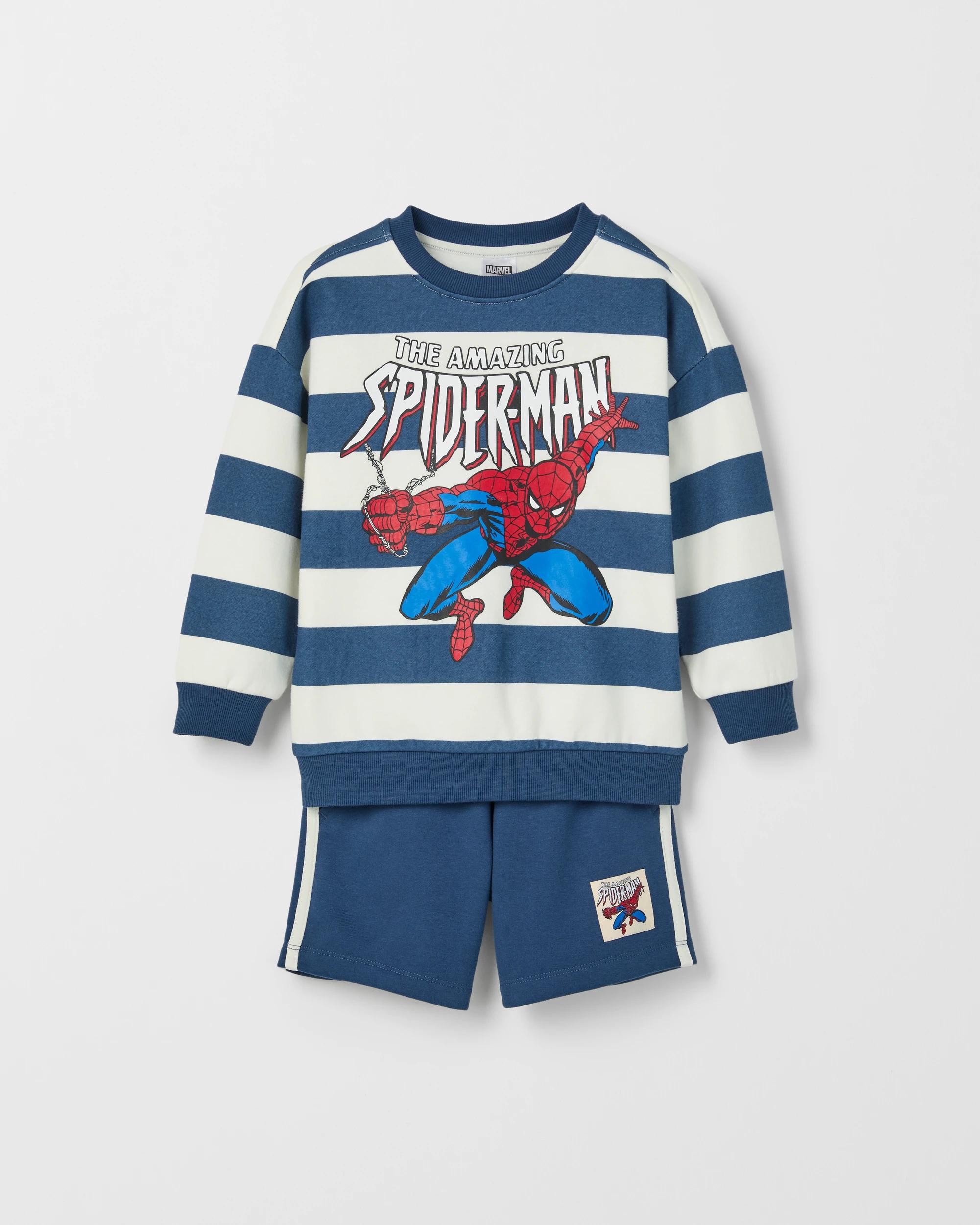 Disney Marvel Spider-Man Australian Cotton Blend Jumper and Shorts Set ...