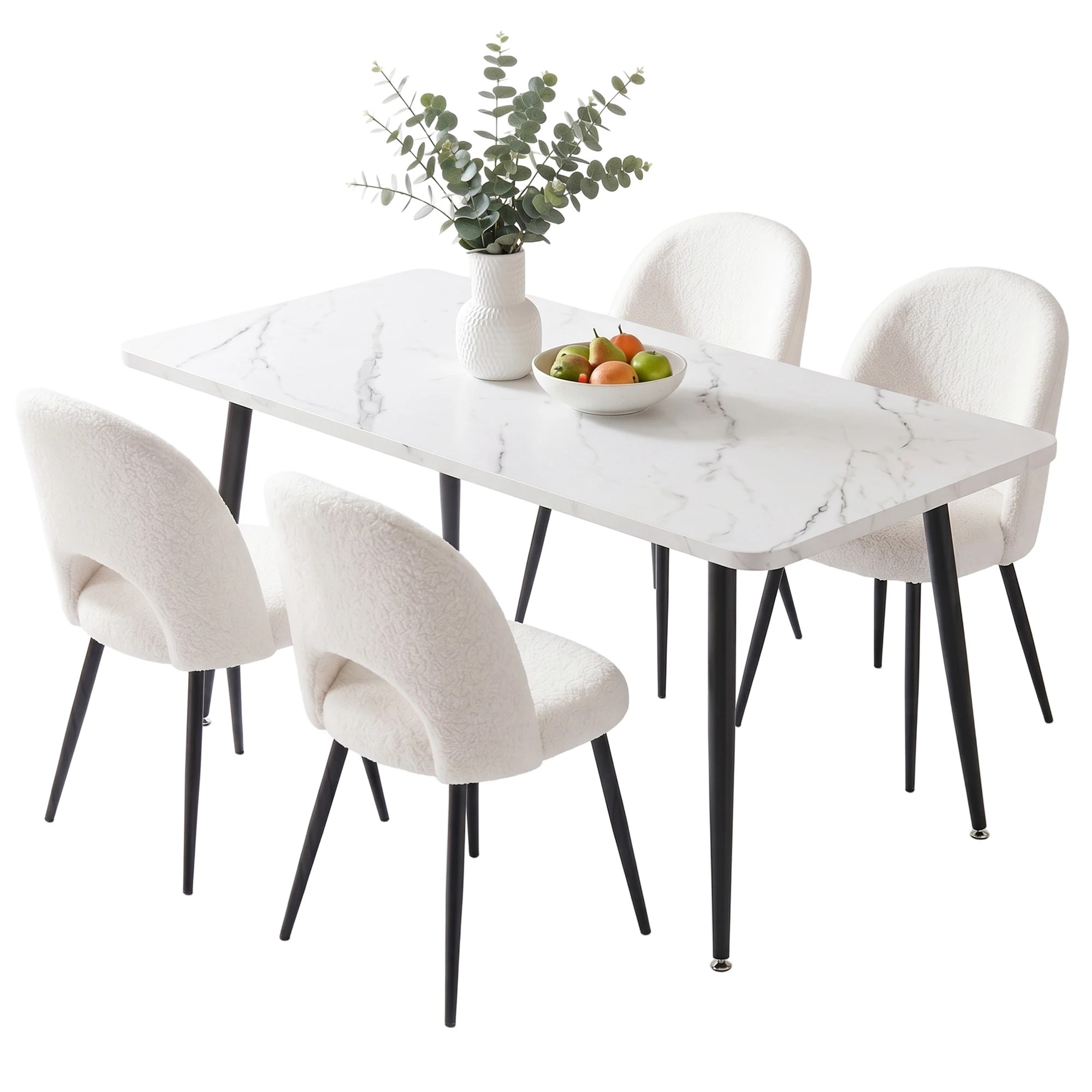 Artiss Dining Table and Chairs Set 5pcs Kitchen Furniture Marble ...