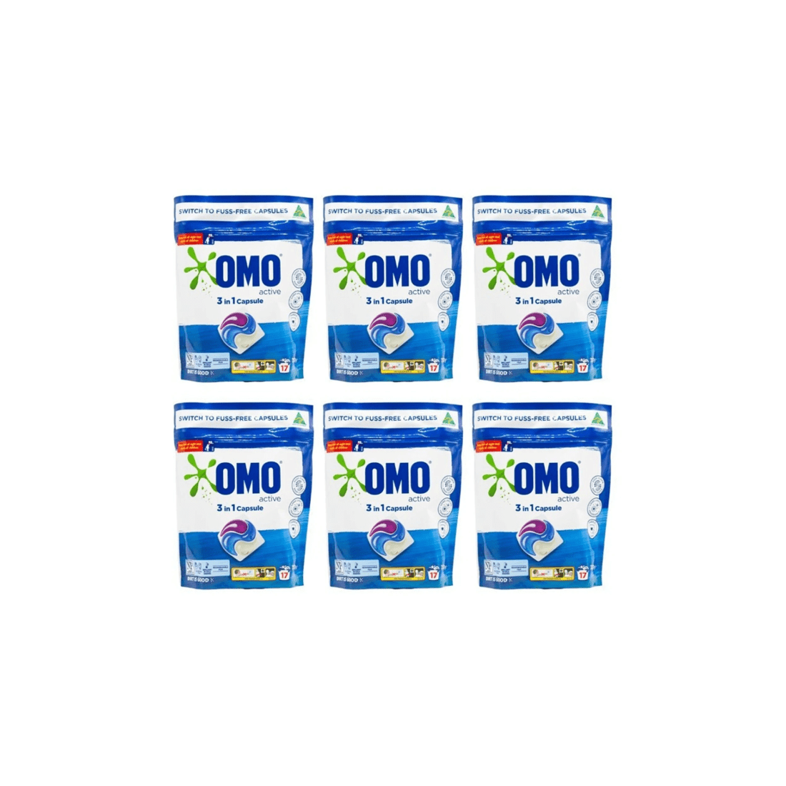 Omo 6x 17pc Omo Active 3in1 Laundry Detergent Capsule 357g Washing Pods - Kmart