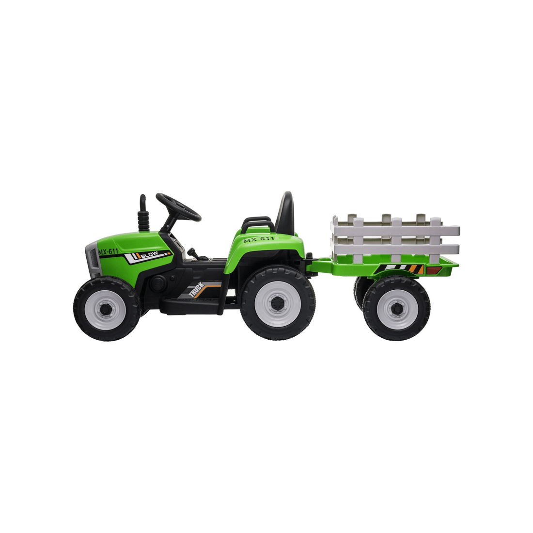 Kahuna MX-611 Kids Electric Ride On Tractor Trailer Car Green Grey - Kmart