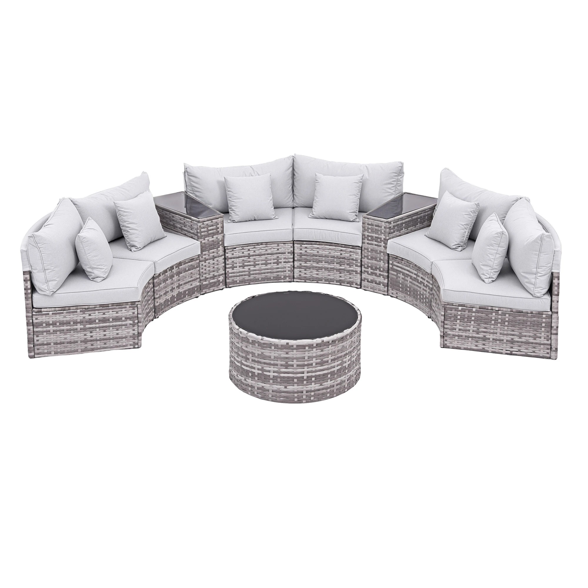 Gardeon 6 Seater Outdoor Sofa Set 9PCS Round Table Chair Set Garden ...