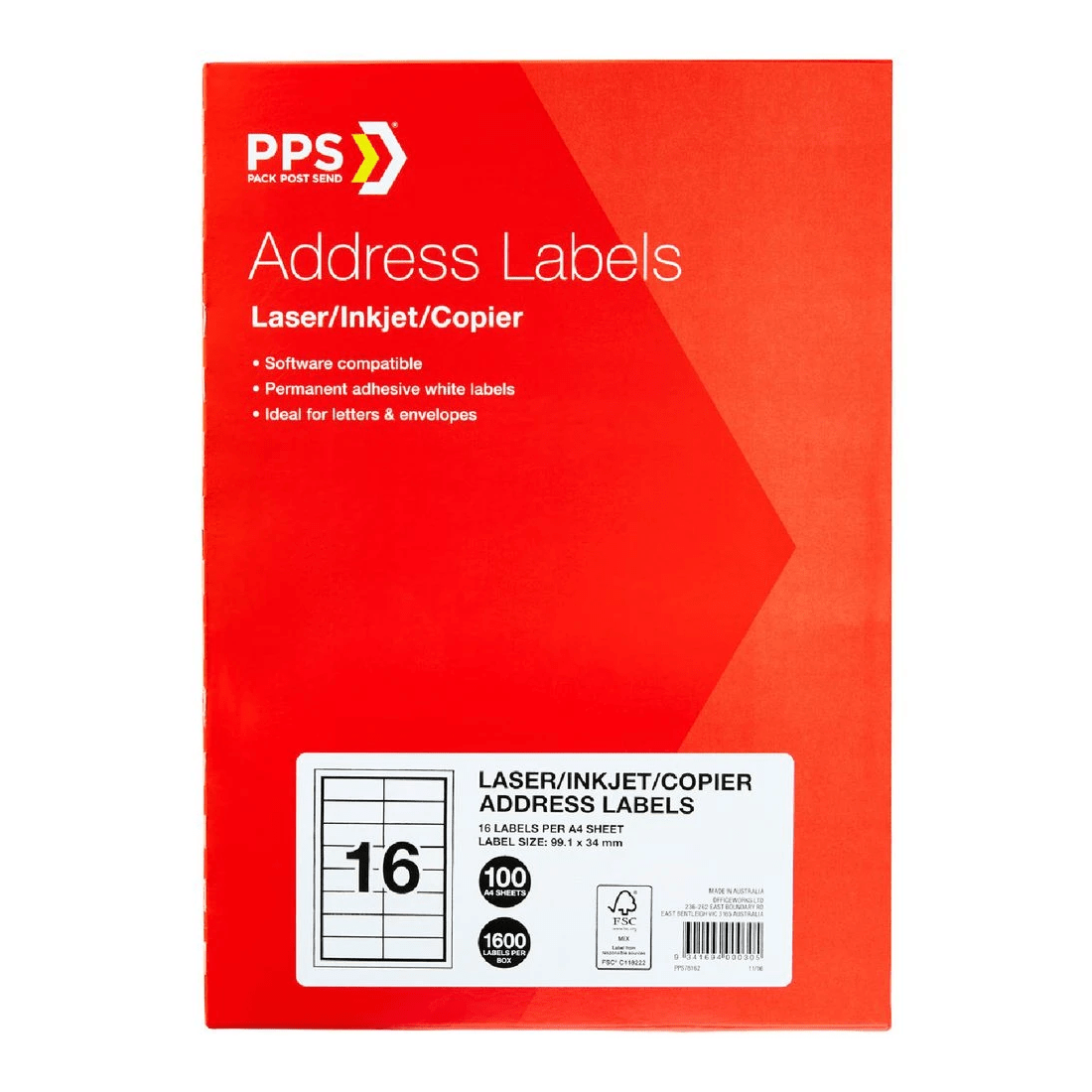PPS Inkjet Laser Address Labels 16UP 100 Sheets - Kmart