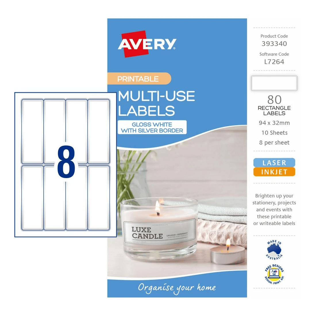 Avery 8UP A5 Laser Labels Silver Border 10 Pack - Kmart