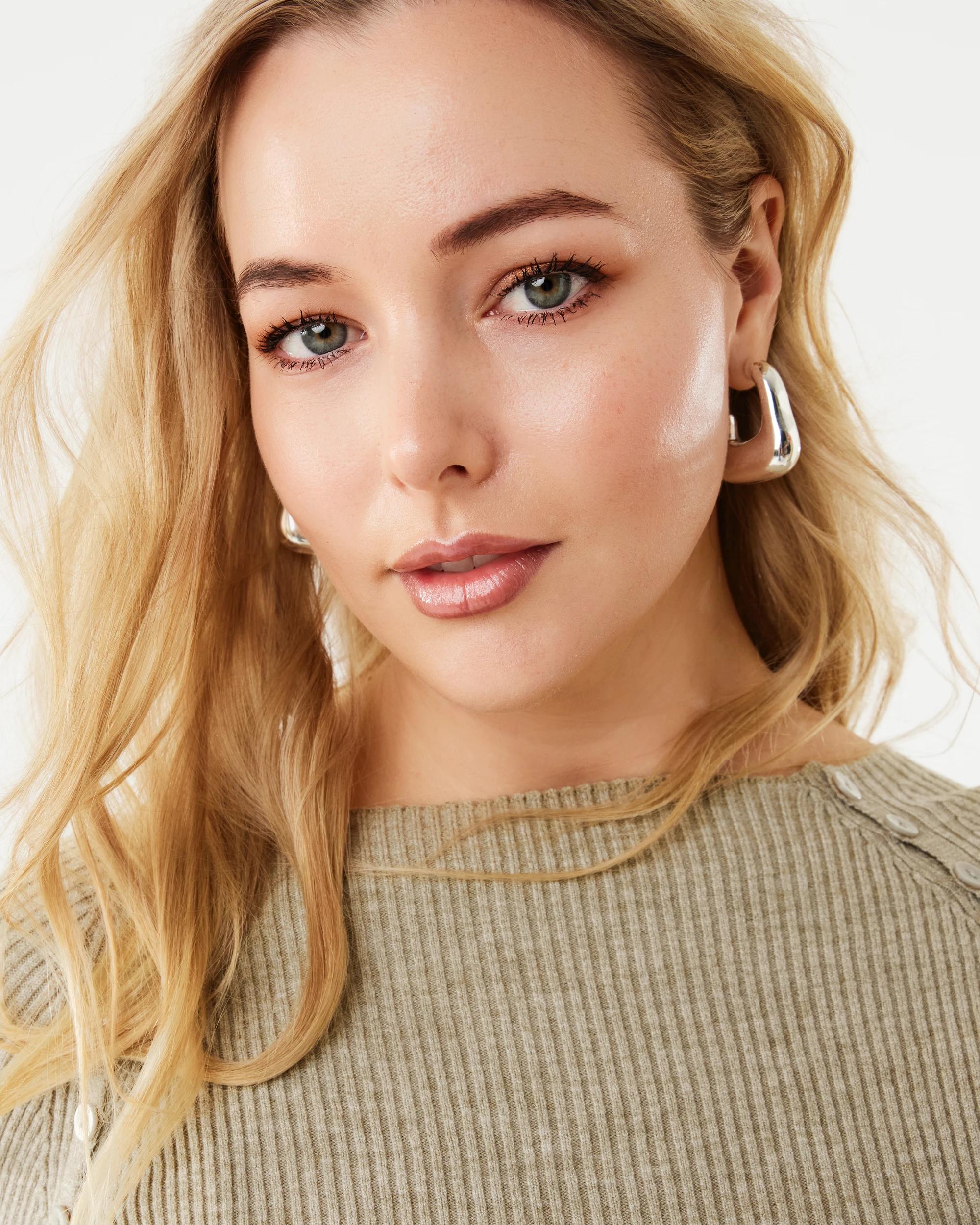 Long Sleeve Button Trim Top - Kmart