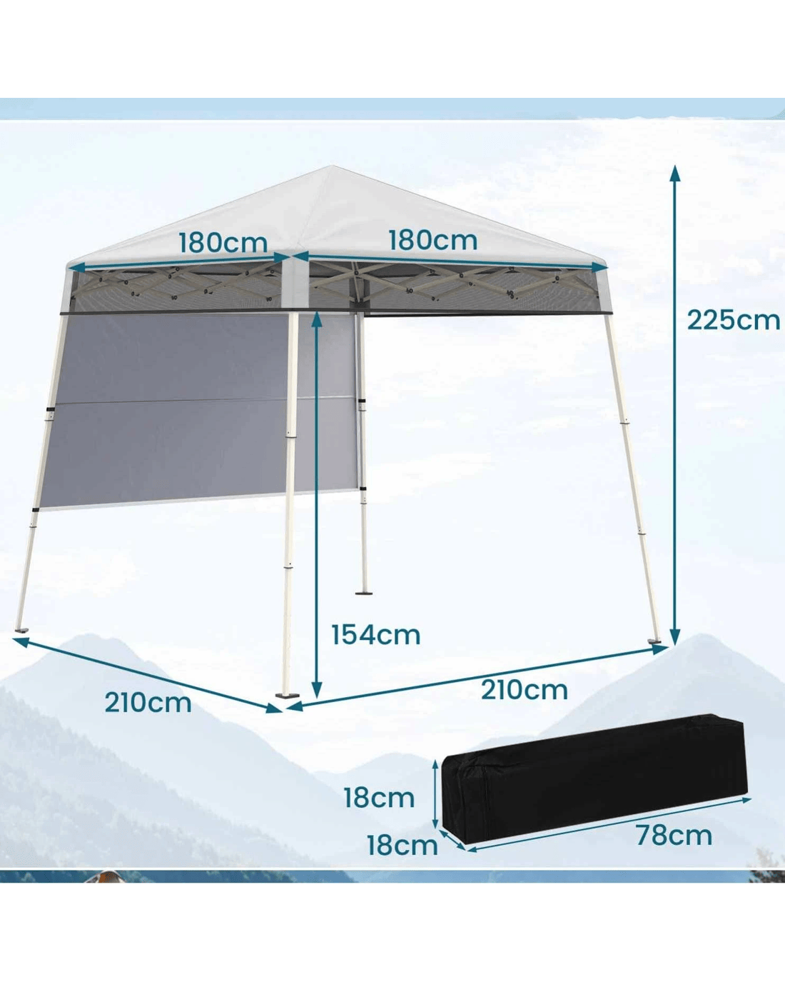 Costway 2.1x2.1M Pop Up Canopy Tent Sun Shelter Center Lock Half ...