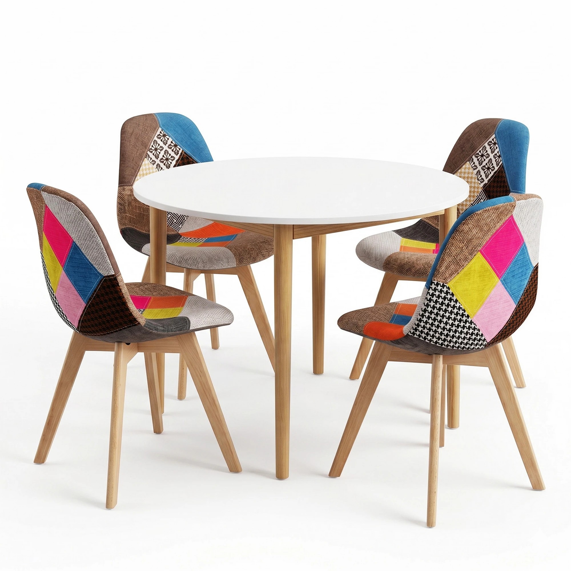 Artiss Dining Table and 4 Fabric Eiffel Chairs Set - Multi - Kmart