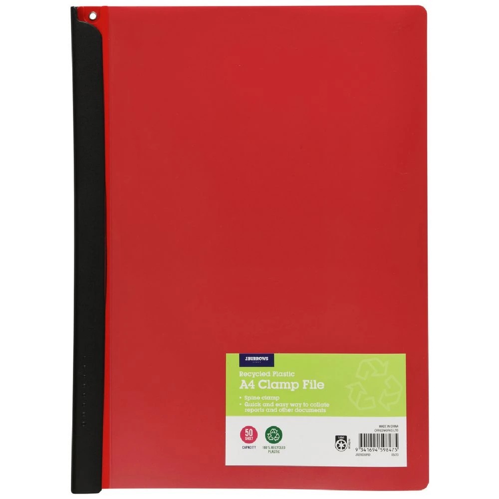 J.Burrows A4 Clamp File Red - Kmart