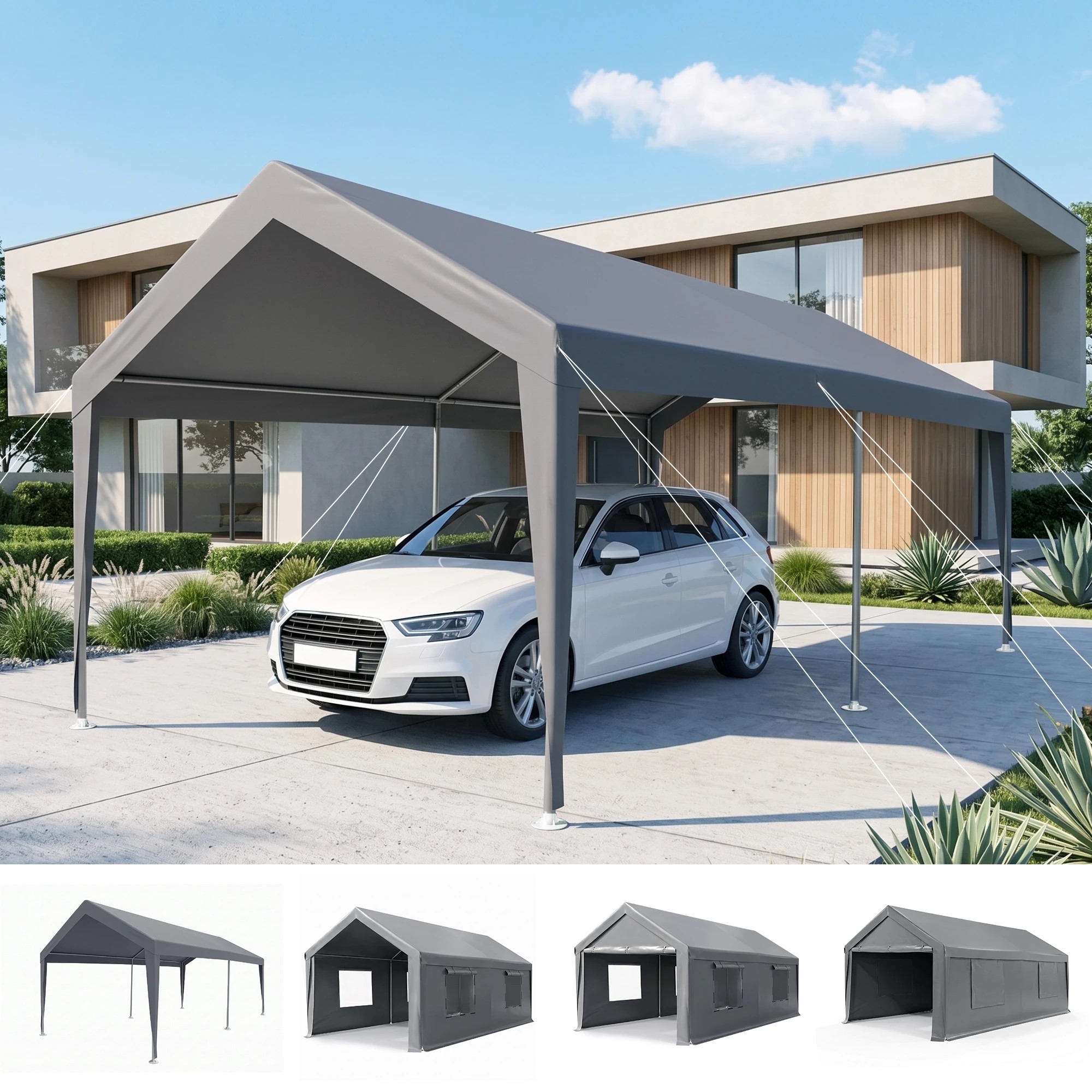 Instahut 3x6m Carports Canopy Tent Portable Garage Outdoor Steel ...
