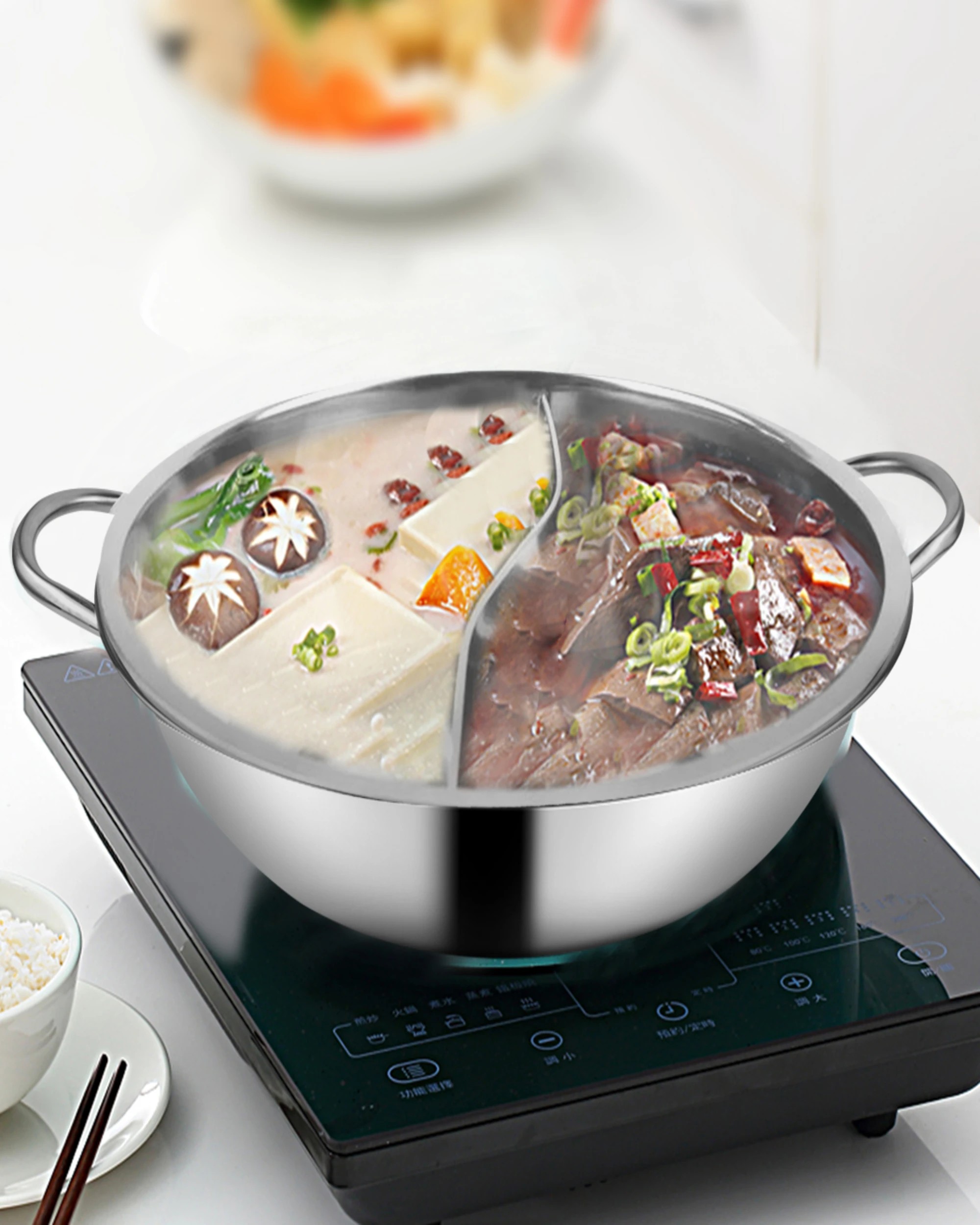 Toque 34cm Stainless-Steel Twin Hot Pot No Lid - Kmart