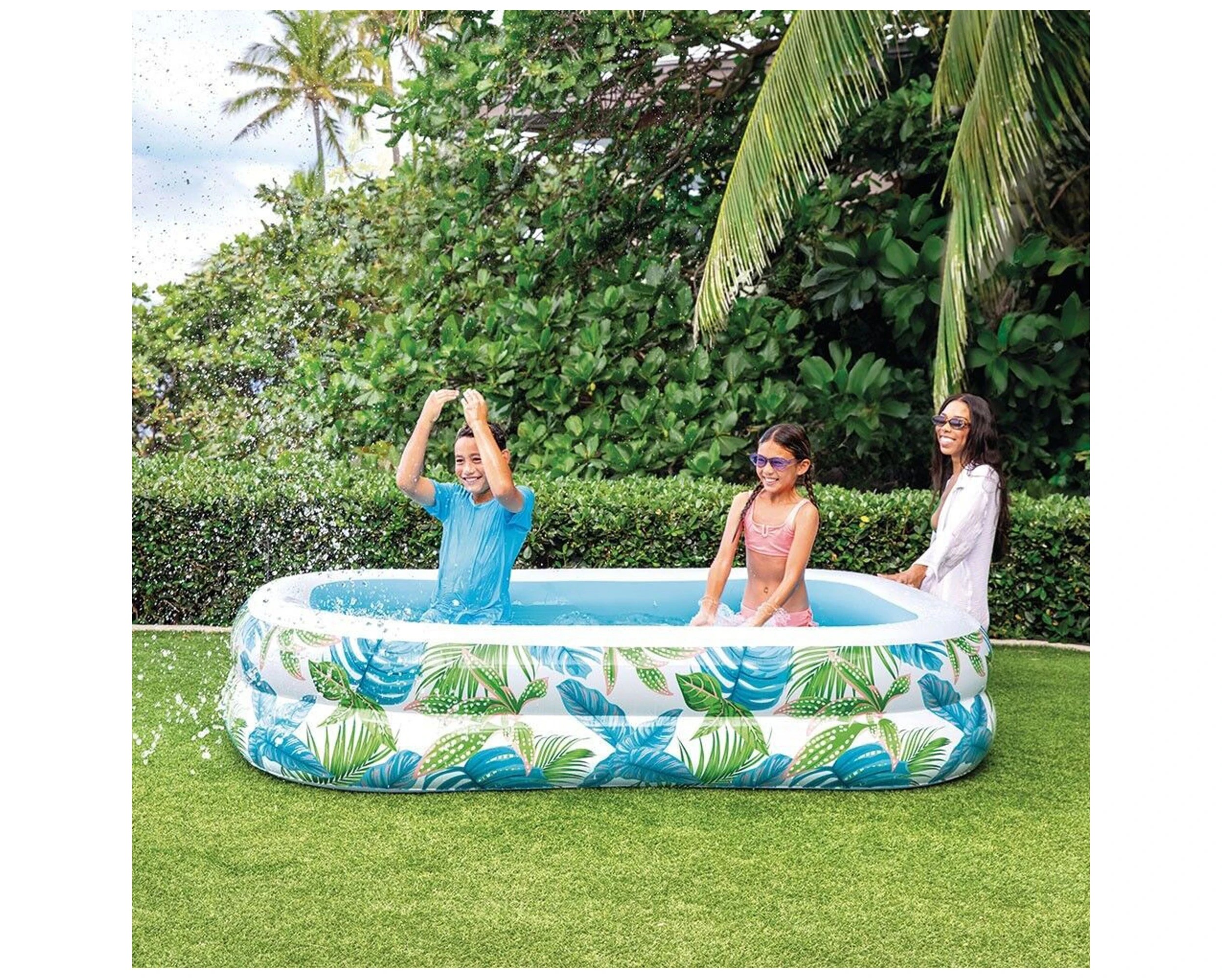 INTEX Tropical Swim Center Inflatable Family Pool 90In x 60In x 19In ...