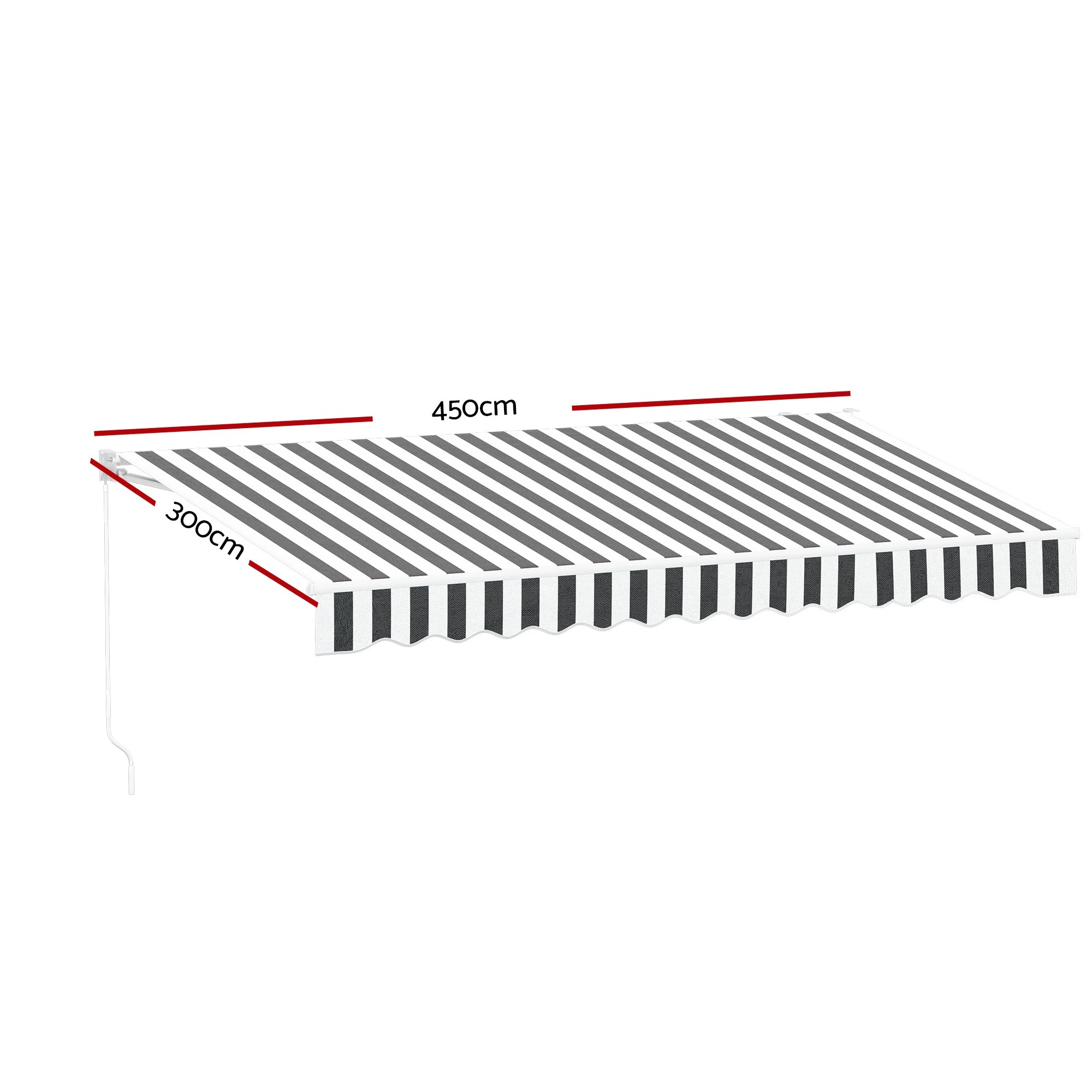 Instahut Retractable Folding Arm Awning Manual Sunshade 4.5Mx3M - Multi ...
