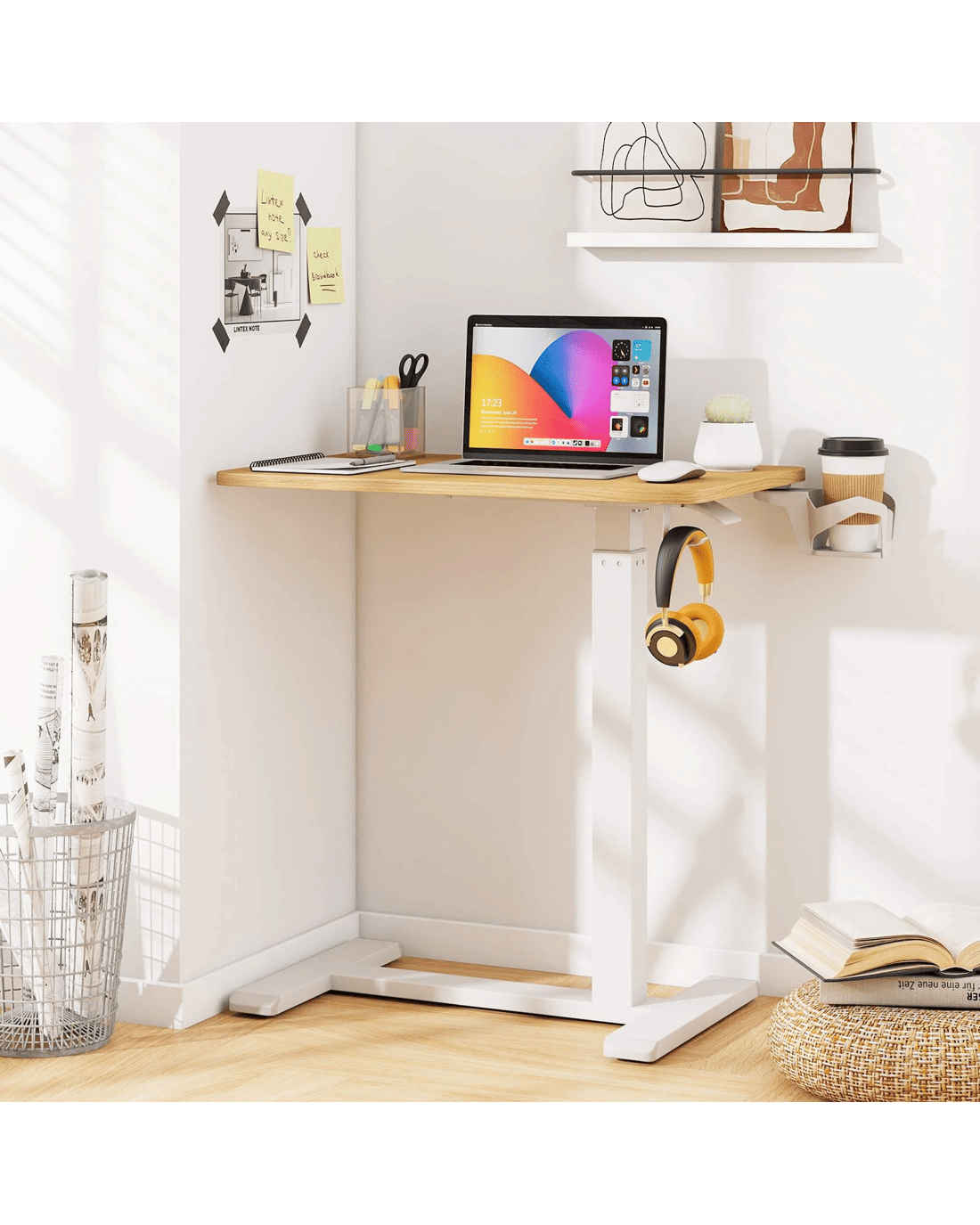 Costway Mobile Standing Desk Height Adjustable Overbed Bedside Table ...