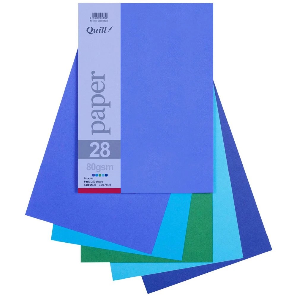 Quill A4 Paper Cold Assorted 250 Pack - Kmart