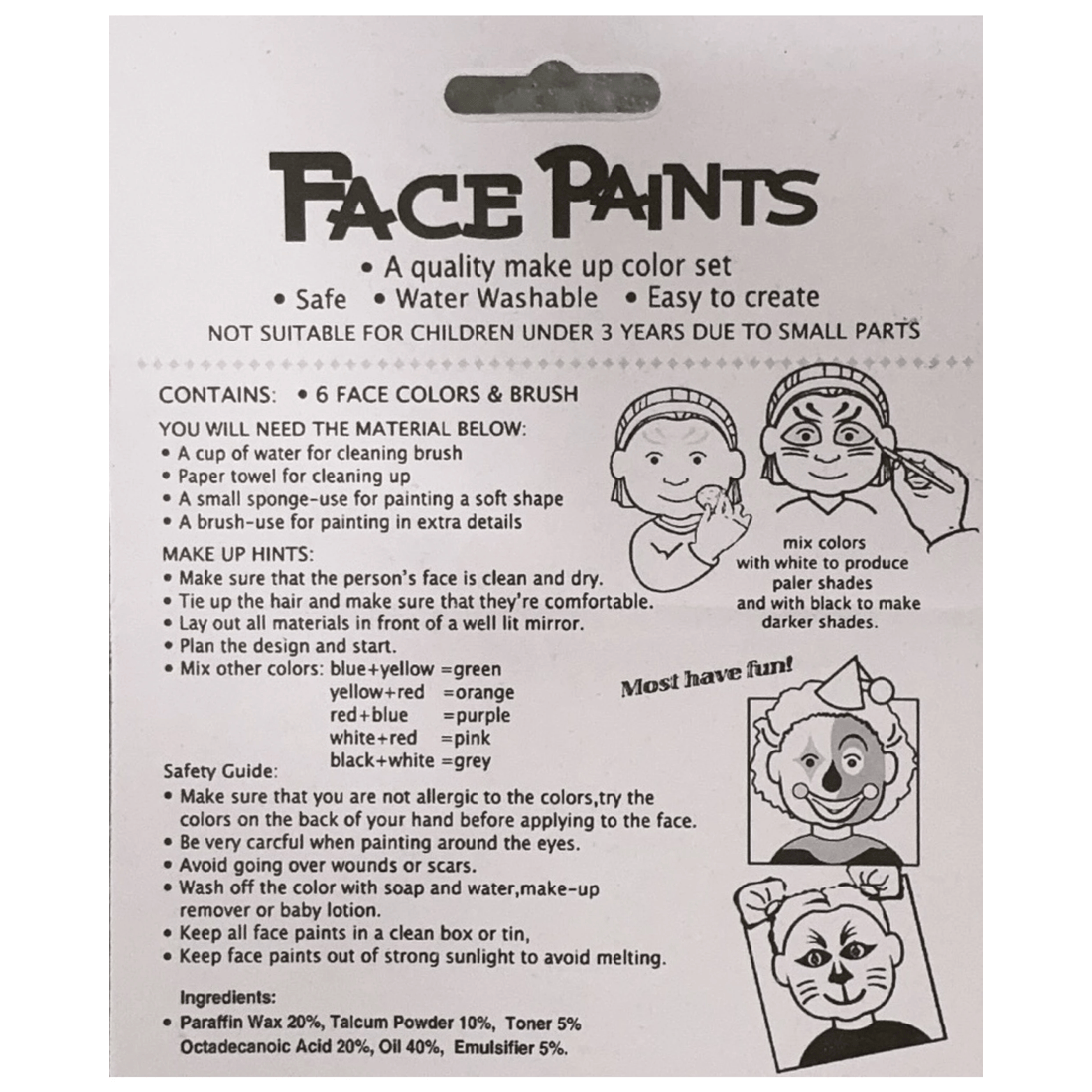 BR Costumes Non-Toxic Face Paint Palette for Costume Parties and ...