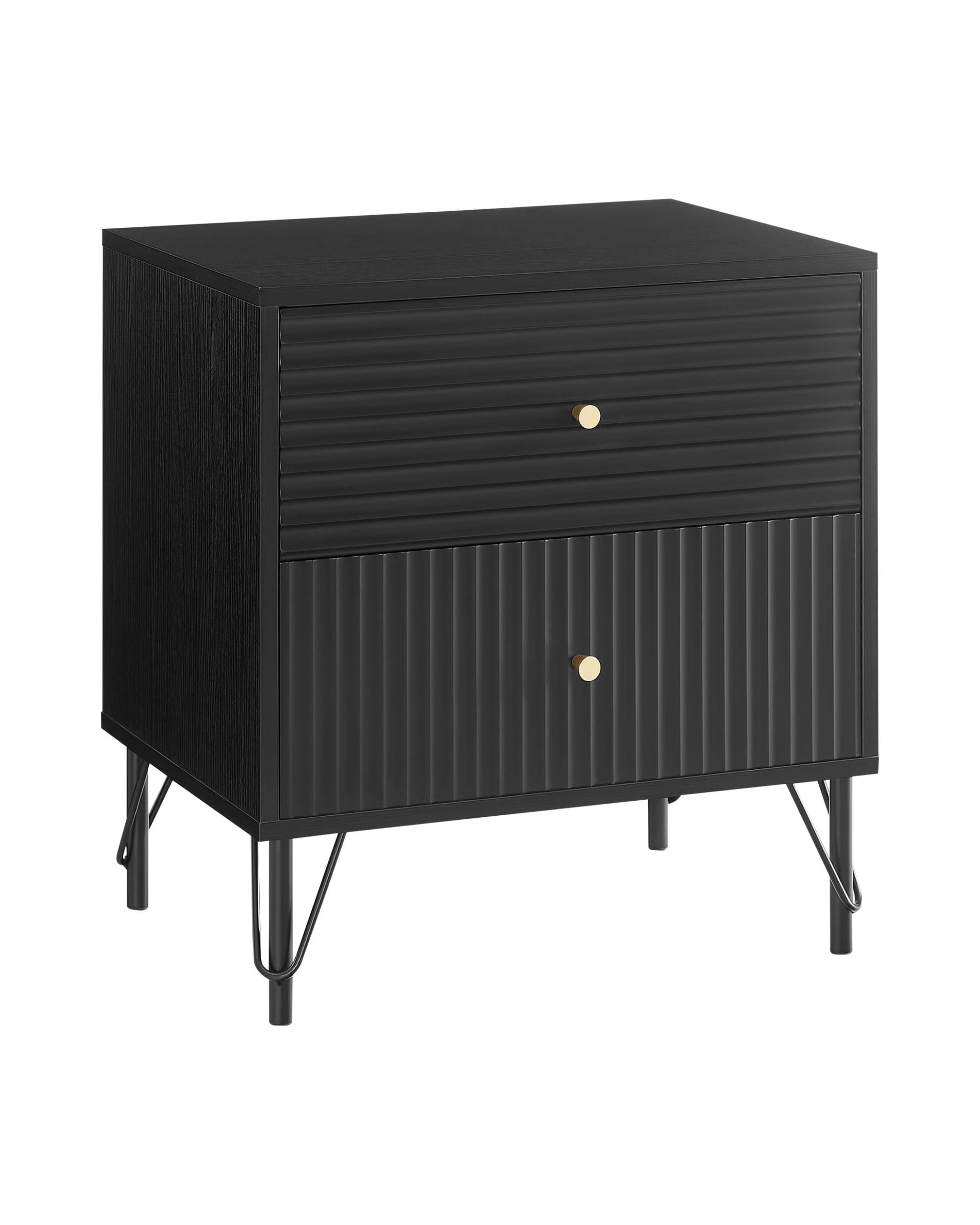 Sarantino Diego Bedside Table Night Stand with 2 Drawers - Black - Kmart