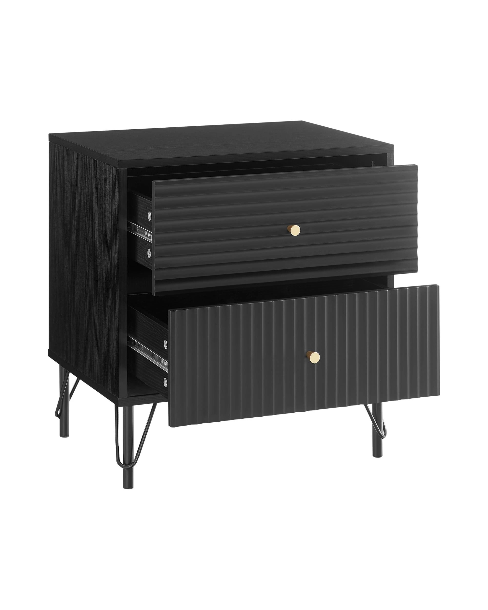Sarantino Diego Bedside Table Night Stand with 2 Drawers - Black - Kmart