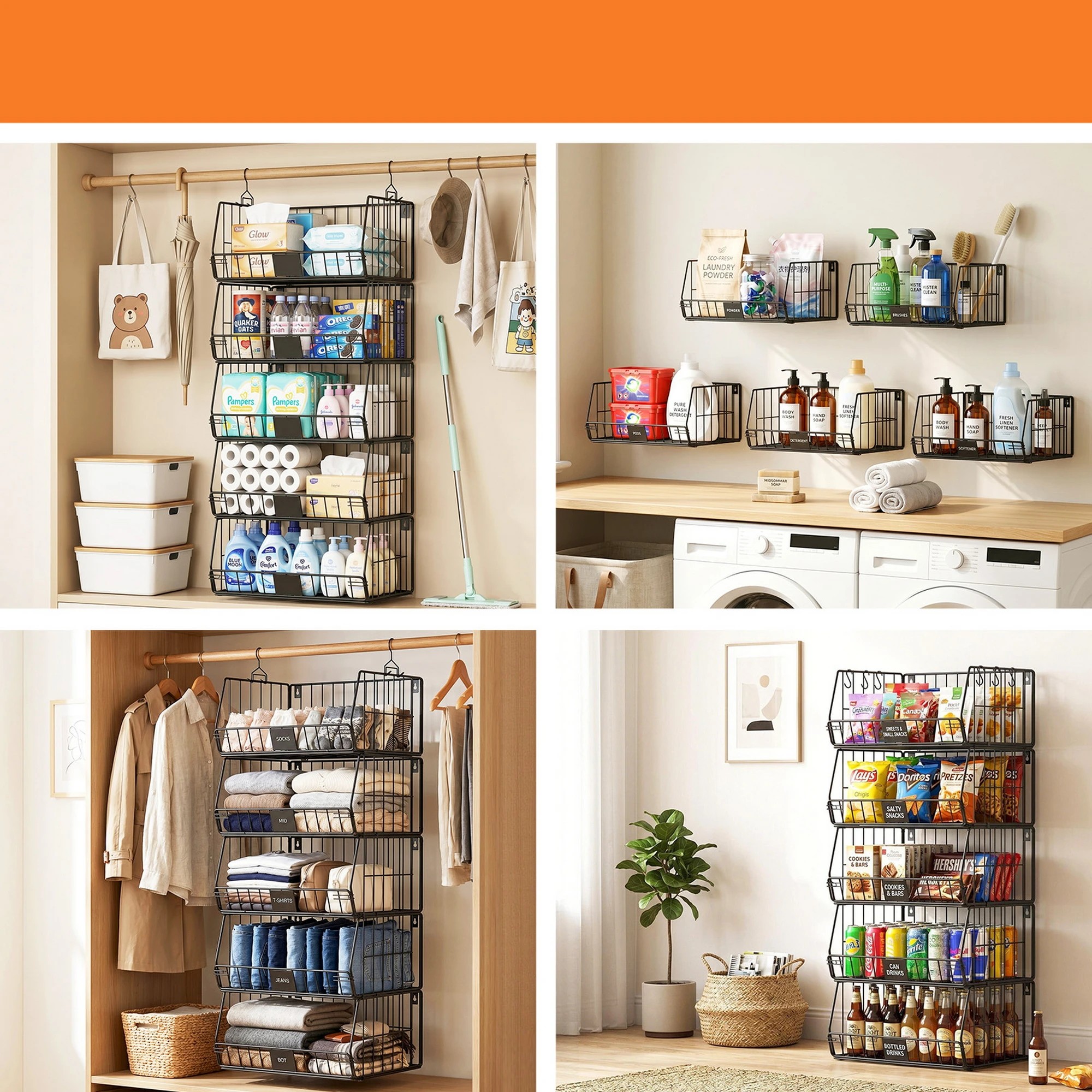 Artiss 5 Tier Stackable Closet Organizers and Storage Closet Hanging ...