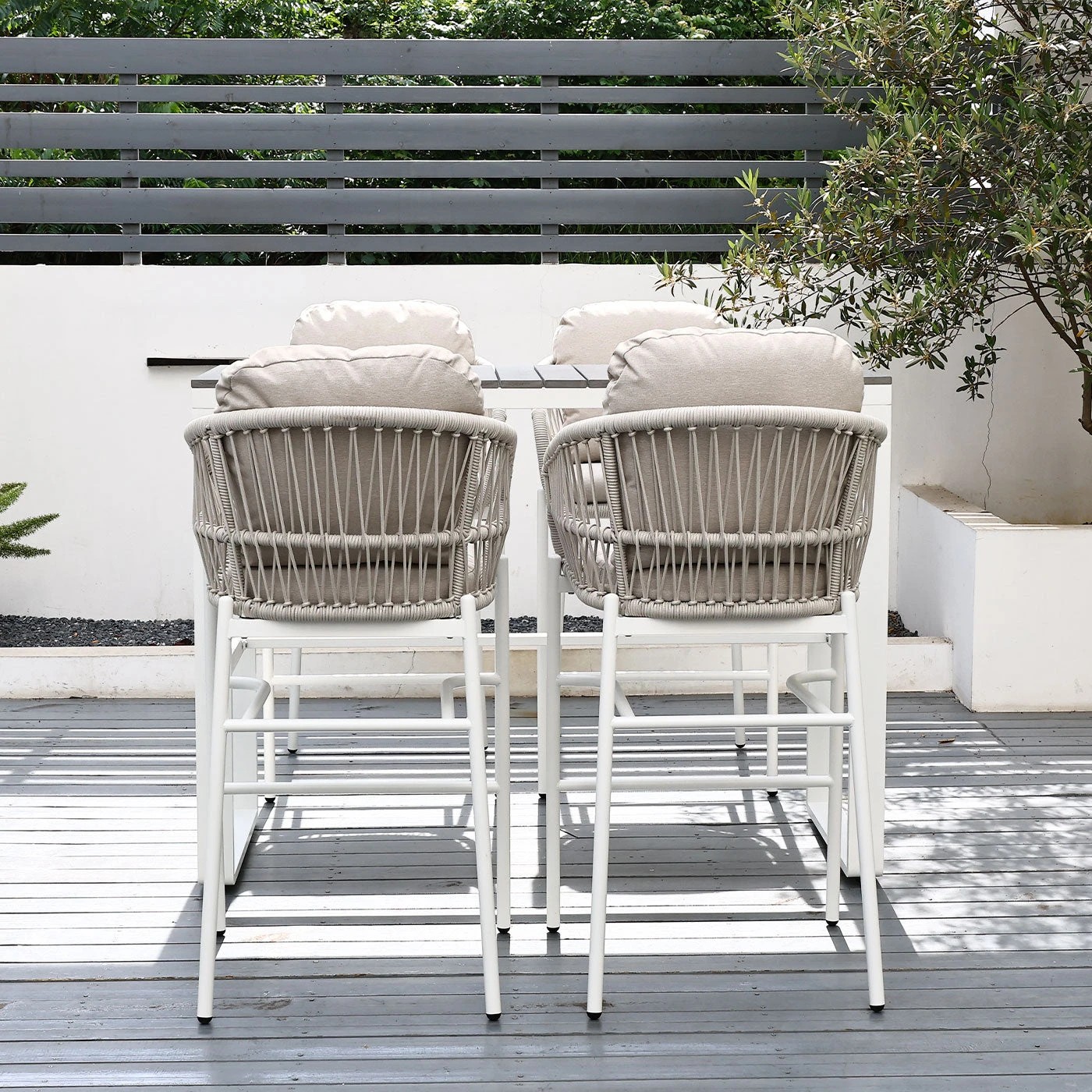 Moda Living Bali White Aluminium 5-Piece Outdoor Bar Table & Stool Set ...