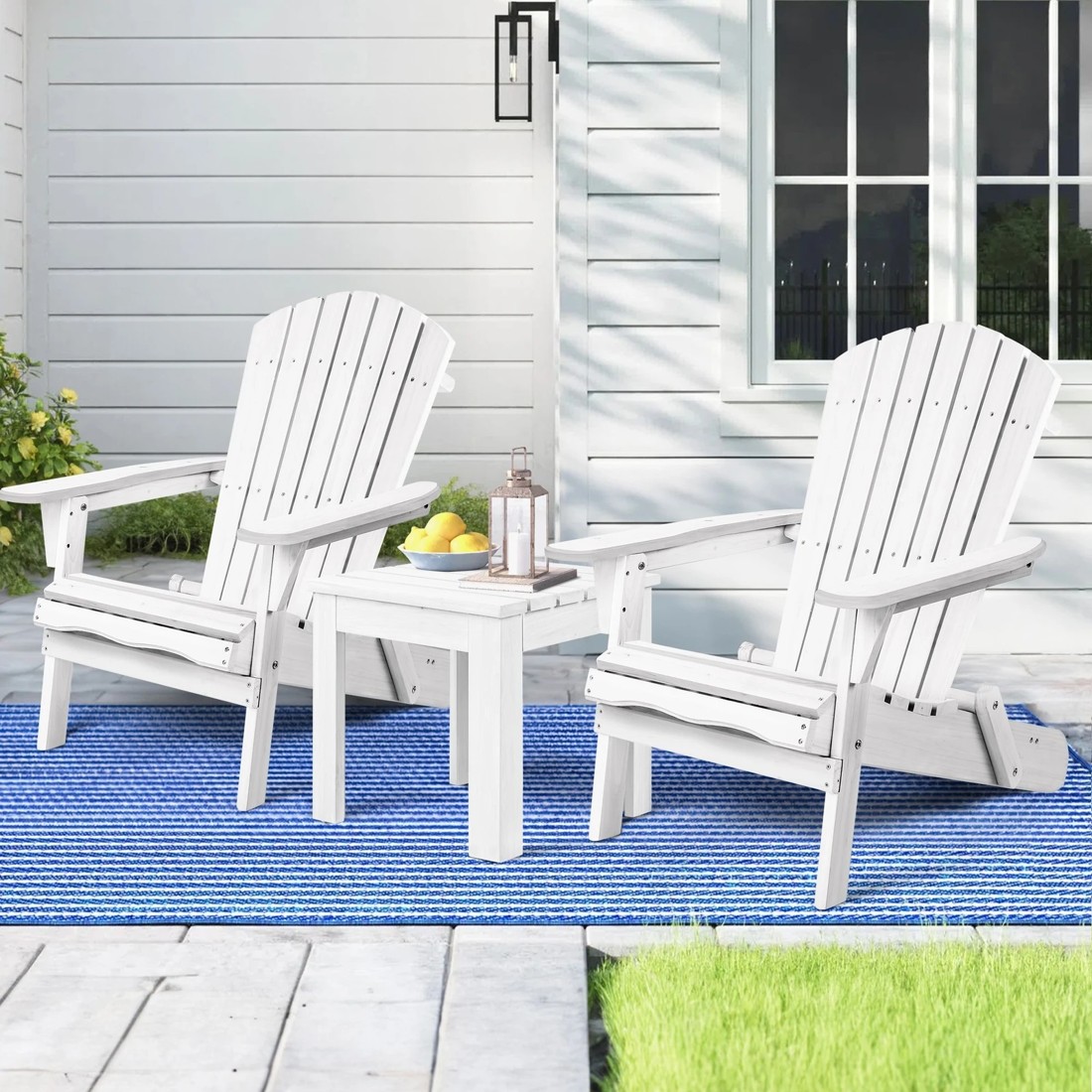 Alfordson Adirondack Chairs Table 3PCS Set Wooden Outdoor Furniture ...