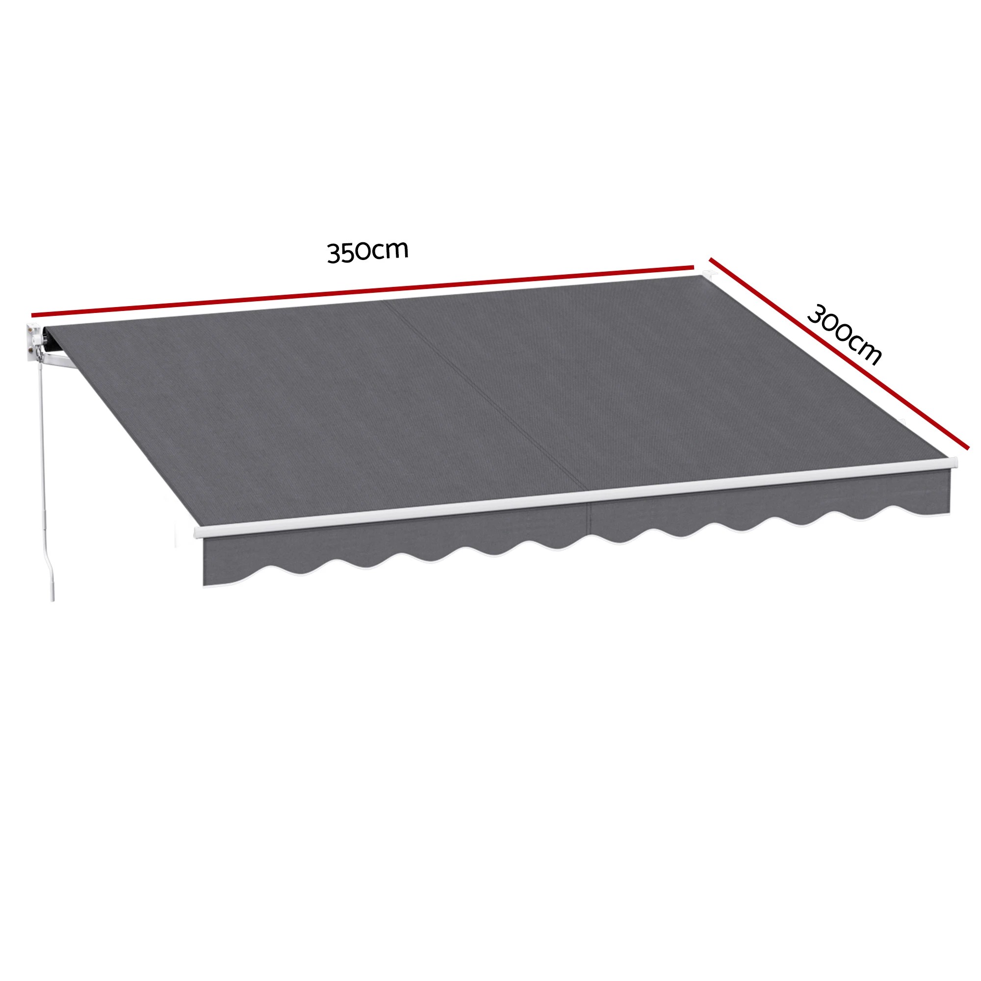 Instahut Retractable Folding Arm Awning Manual Sunshade 3.5Mx3M - Grey ...
